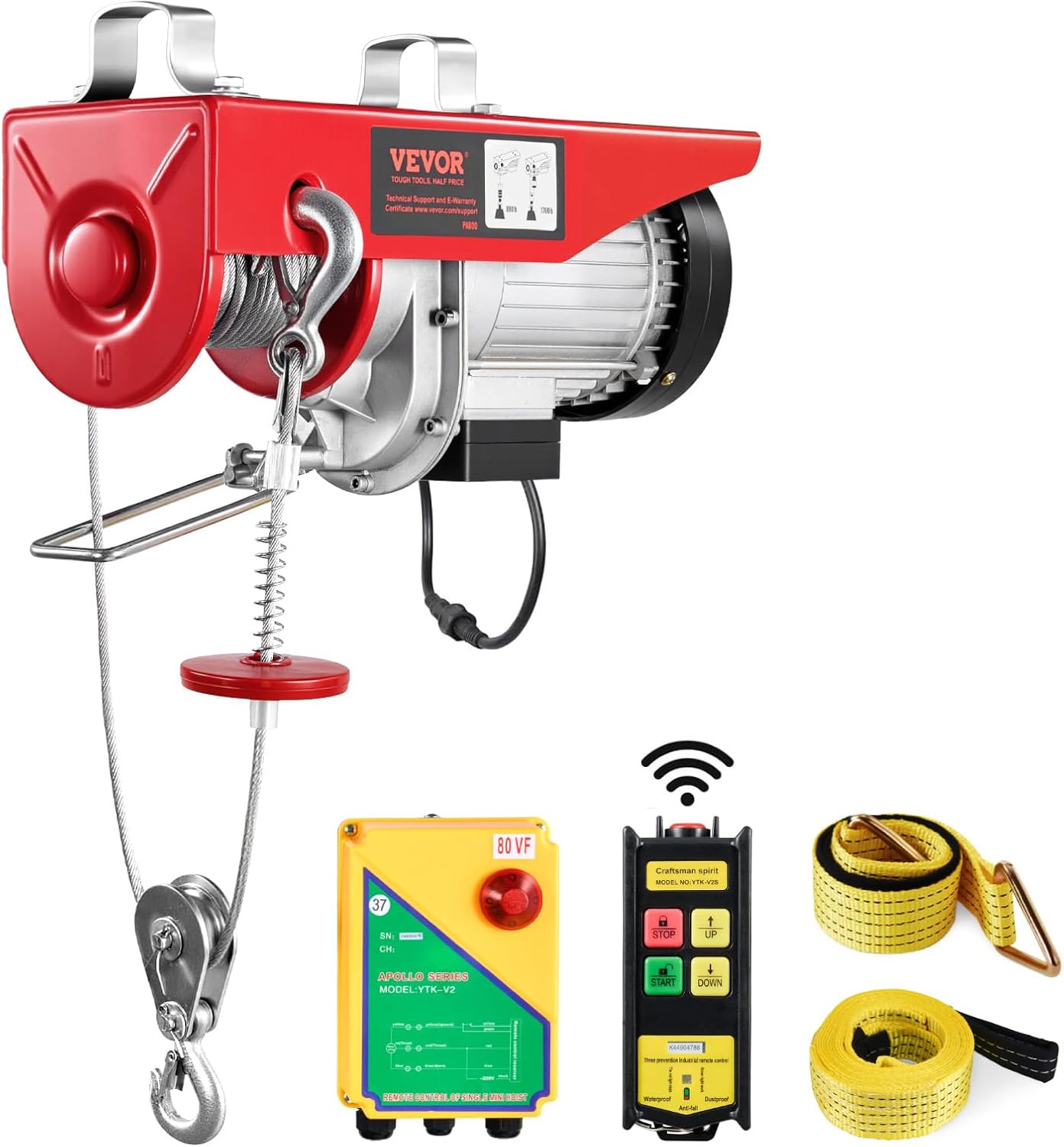 Amazon.com: VEVOR Electric Hoist, 1760 lbs 120V Electric Winch with 328 ...