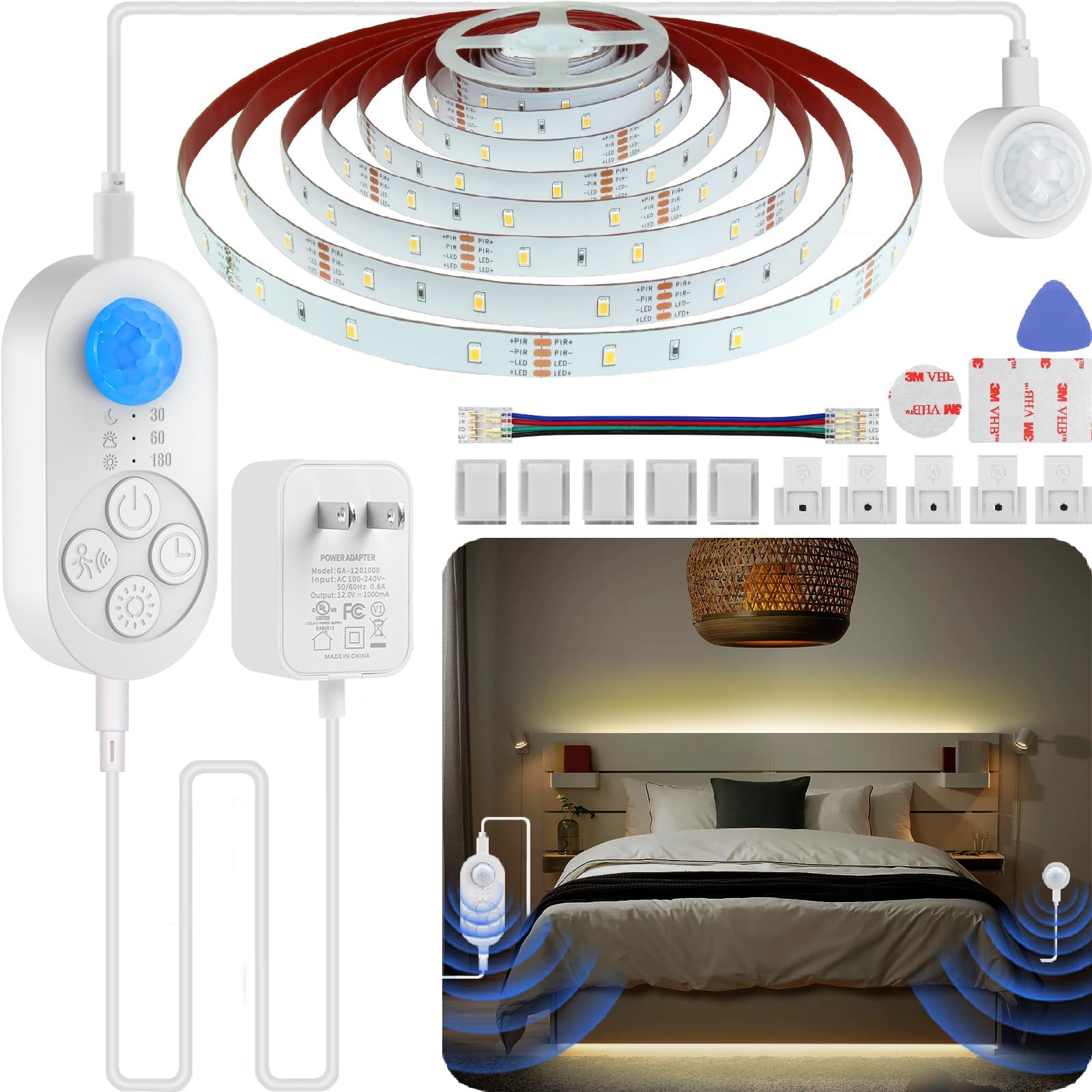 Dual Motion Sensor Light Indoor: Plug-in Motion Activated Under Bed ...