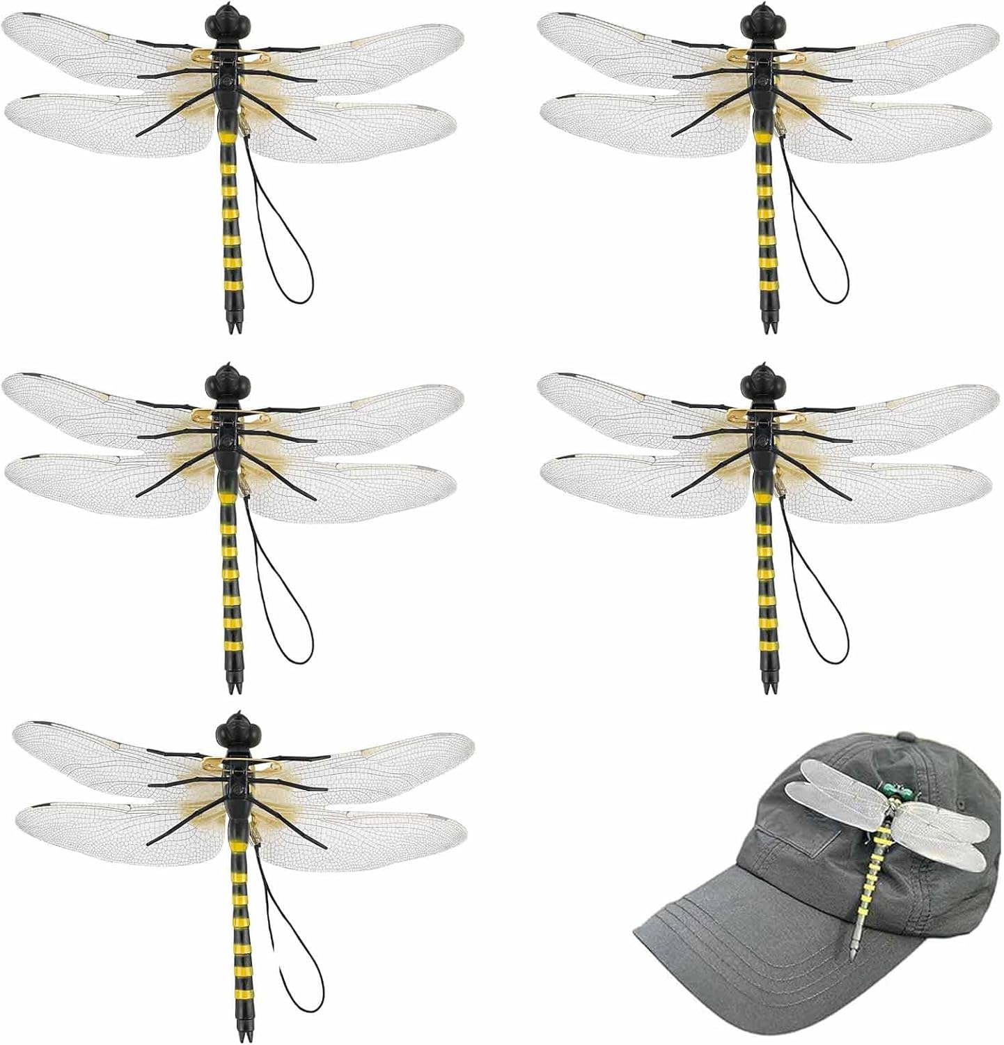 LinamHoz 5 pcs Dragonfly Hat Clips, Realistic Decorations Decoy for ...