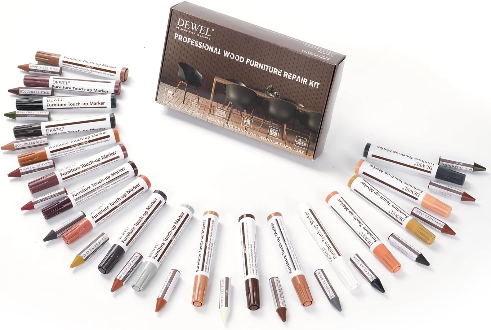 Amazon.com: SEISSO 18 Colors Wood Filler Sticks ＆ Wood Markers ...