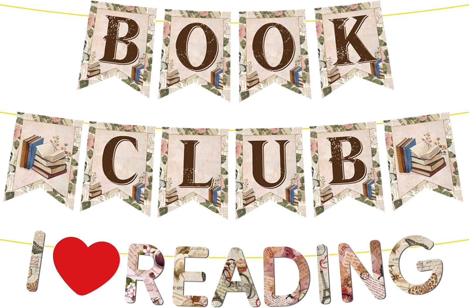 Amazon.com: I Love(Heart) Book Banner Reading Book Club Library Comic ...