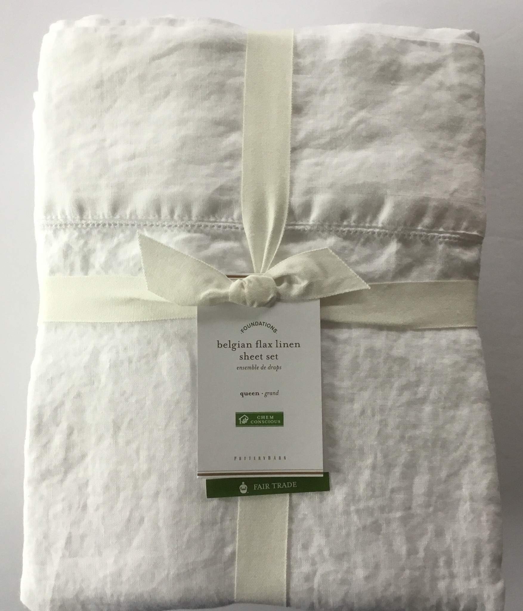 Amazon.com: Pottery Barn Belgian Linen Flax Sheet Set ~Queen~*White ...