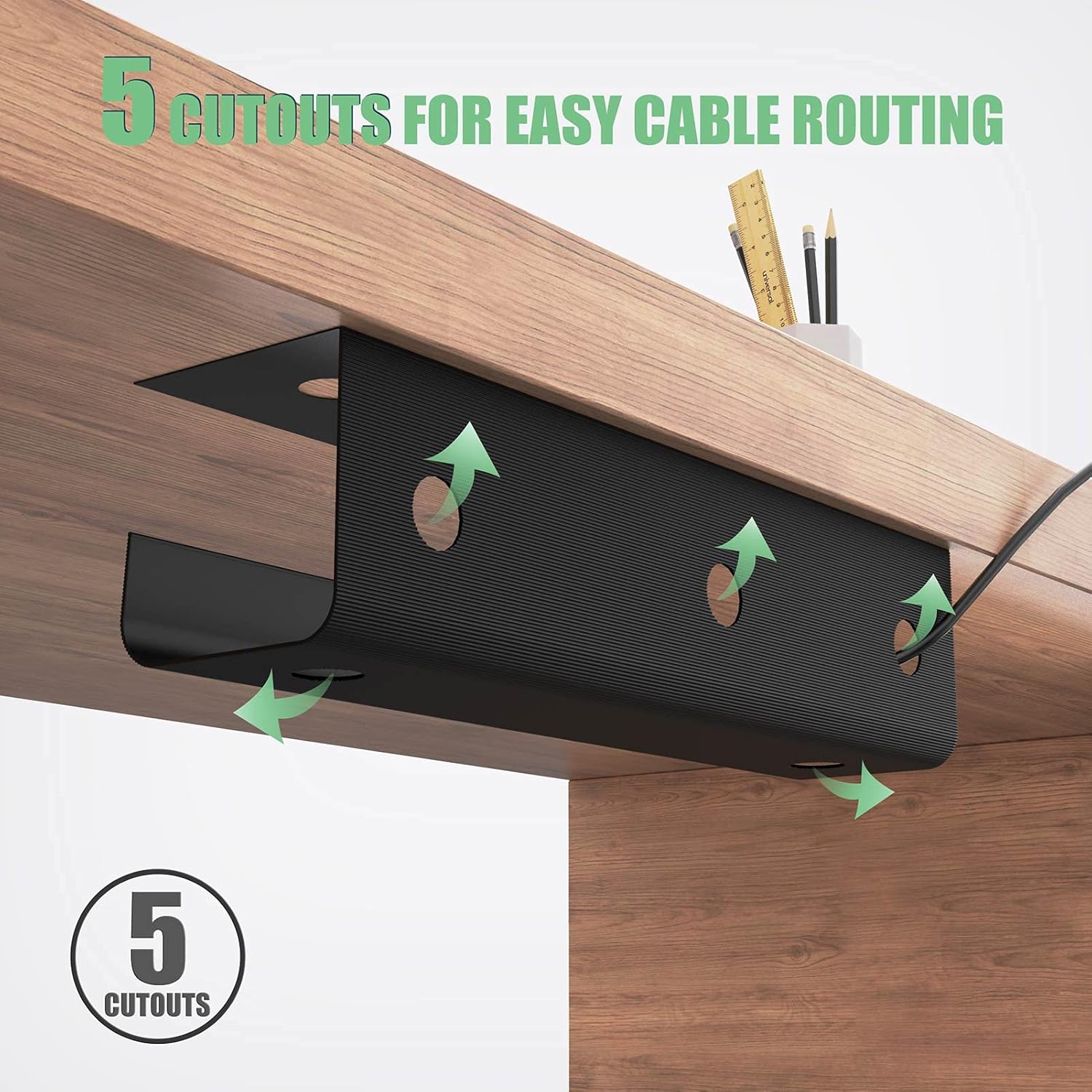 2 Pack Cable Management Tray, Under Desk Cable Tidy Basket, Perfect for ...