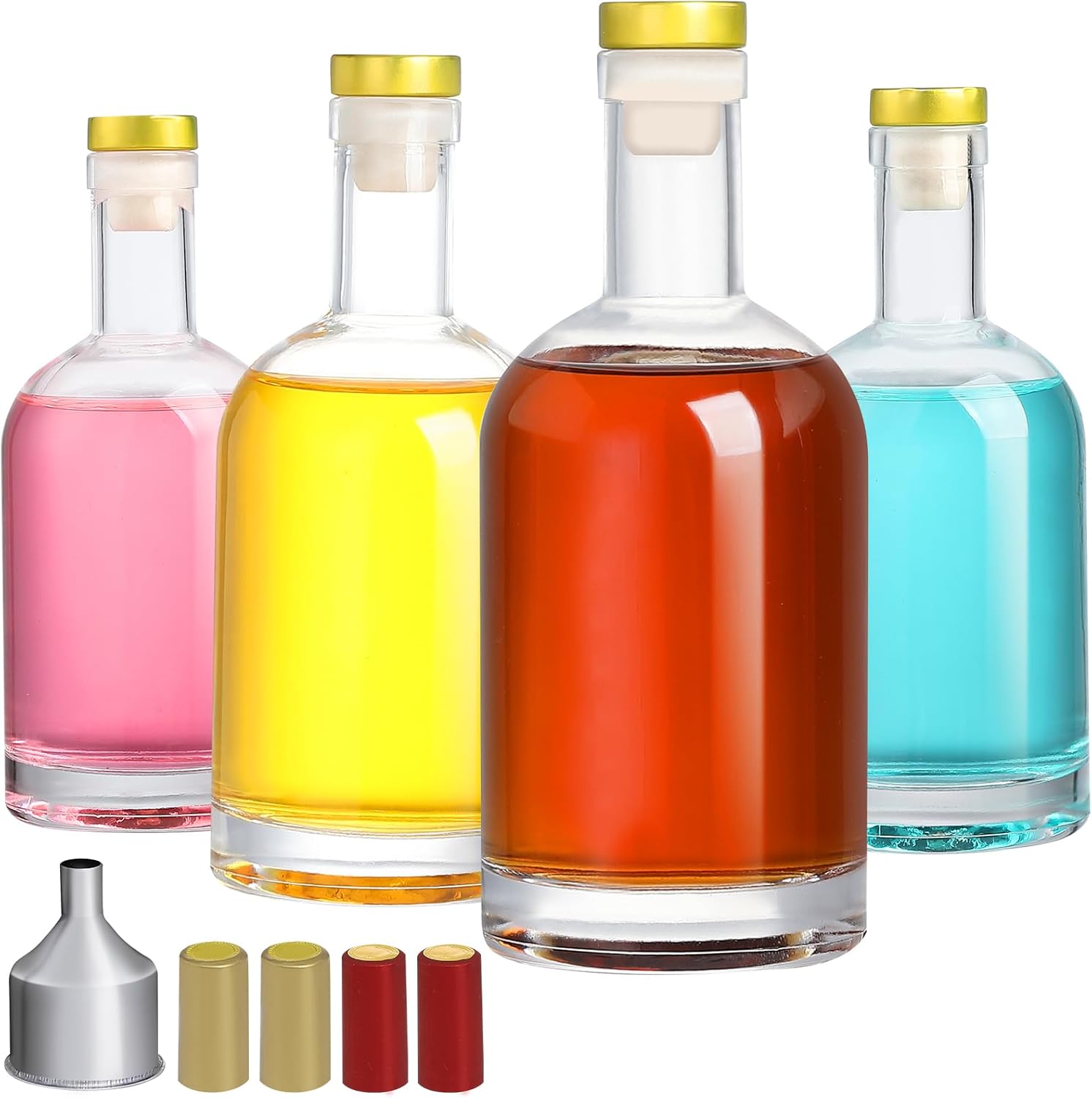 Amazon.com: Saymkpesd 4 Pack Clear Glass Bottles, 12oz Premium Clear ...