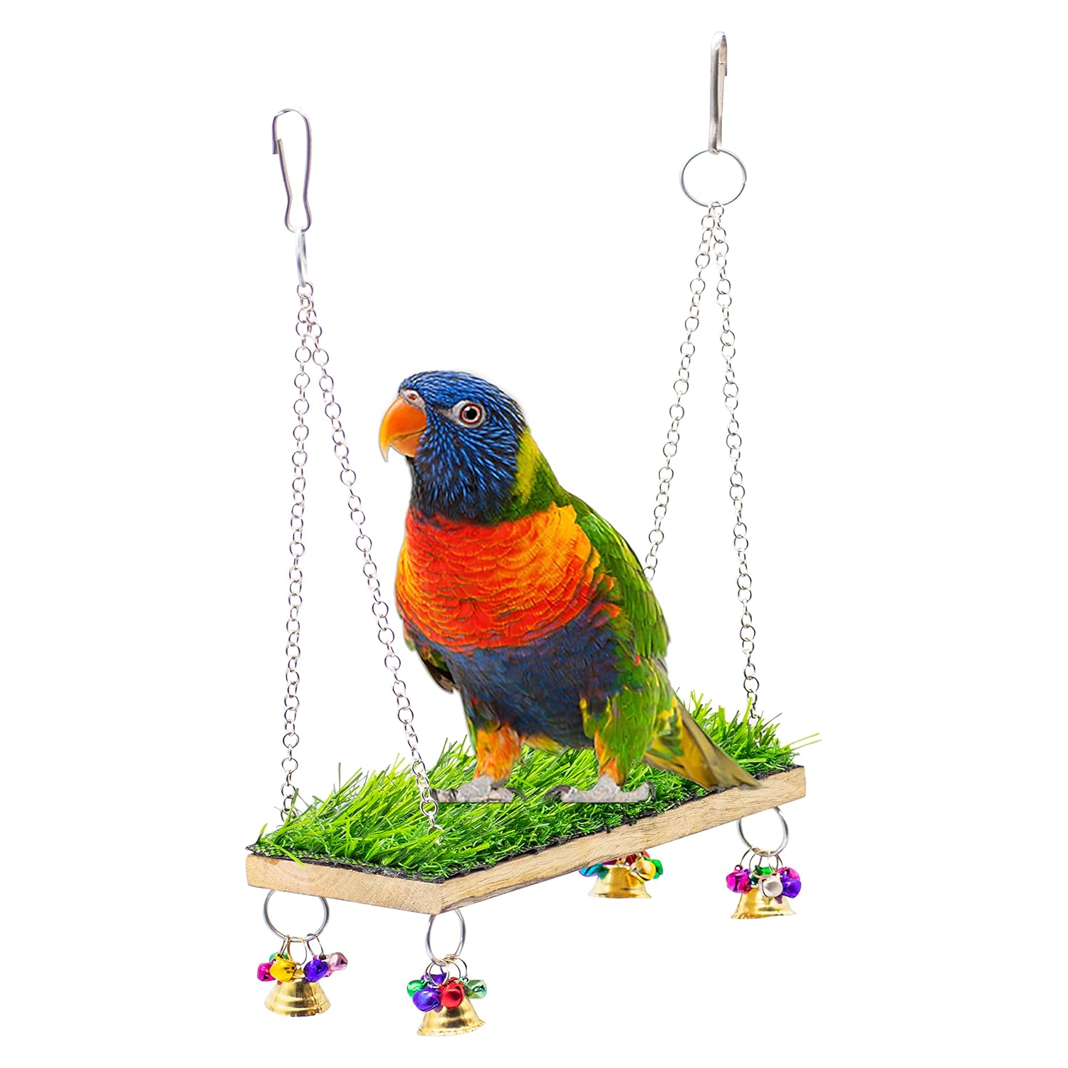 GREENBIRDS Toys Grass Swing Interactive Bird Wooden Swing Colorful ...