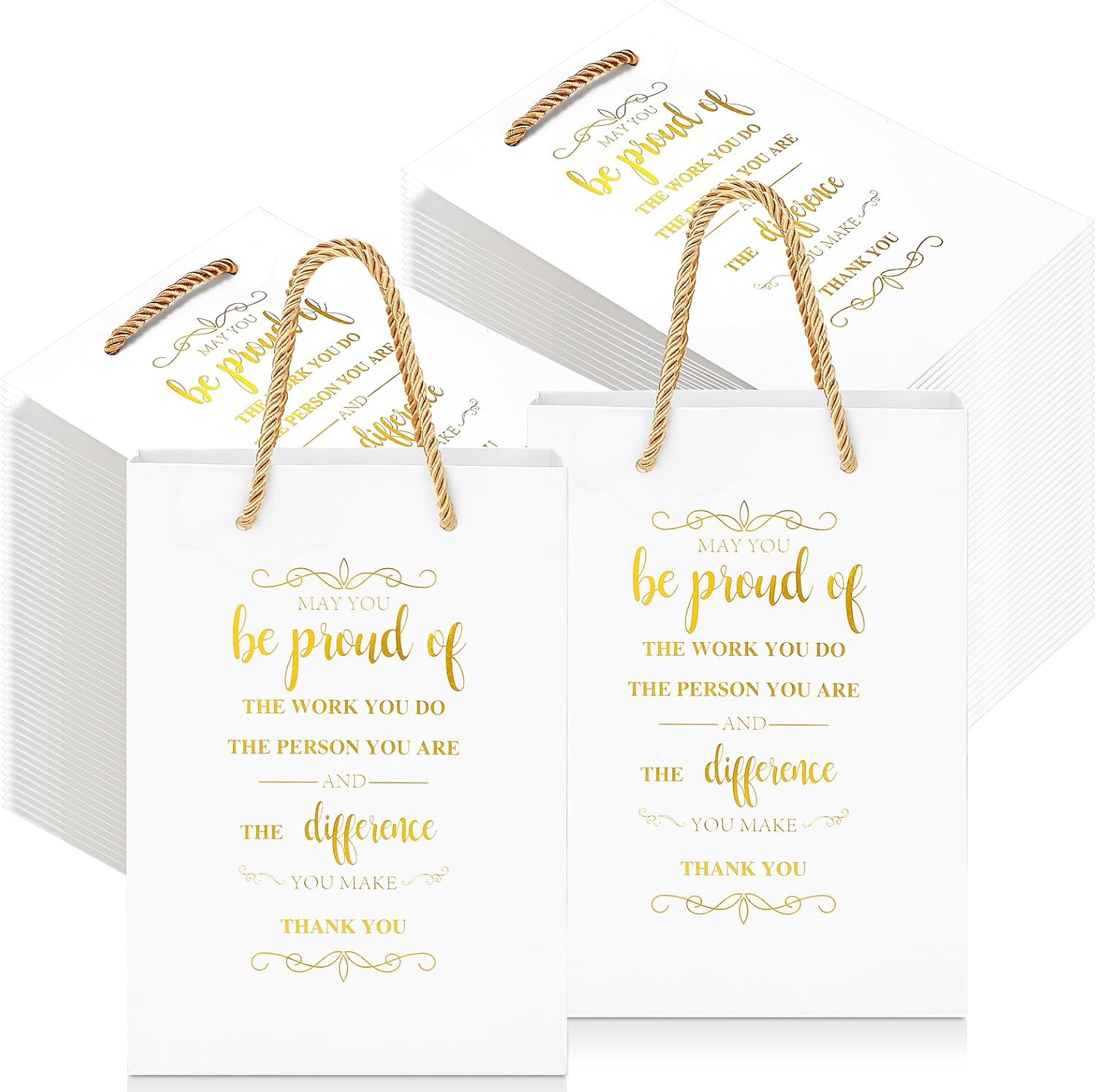 Amazon.com: Pasimy 100 Pcs Thank You Gifts Bags Bulk Employee ...