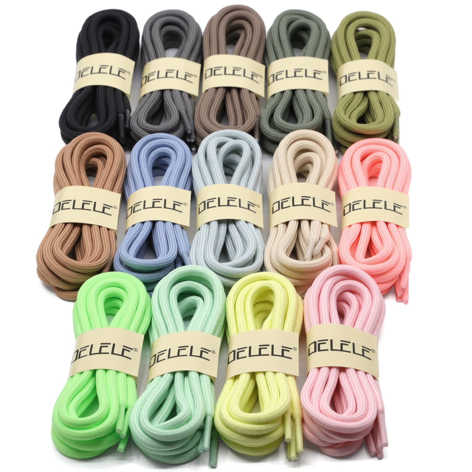 Snapklik.com : 2 Pair Thick Round Solid Climbing Shoelaces Black Gray ...