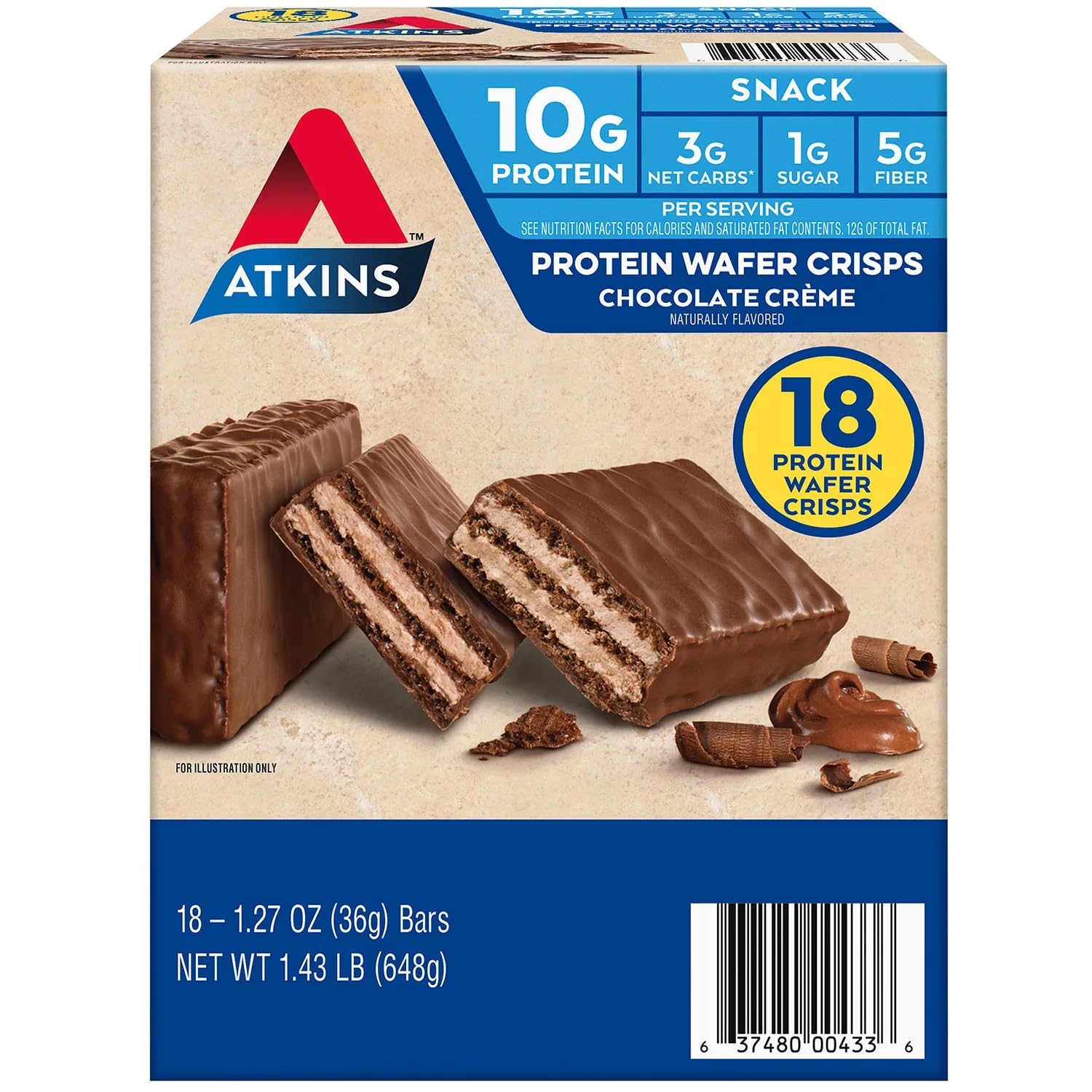 Amazon.com: Atkins Protein Wafer Crisps, Chocolate Creme, 1.27 Ounce ...