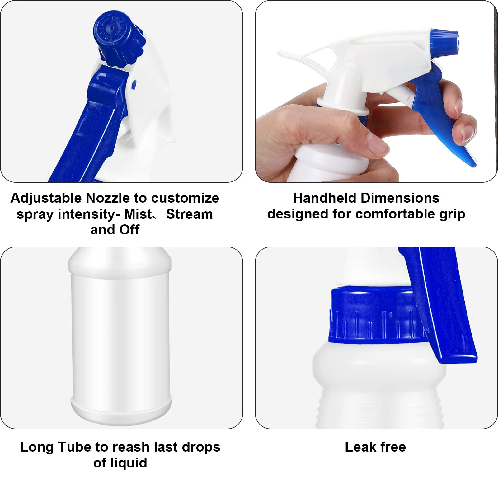 Eccliy 24 Pcs 16 Oz Plastic Spray Bottle, Leak Proof Empty and Reusable ...