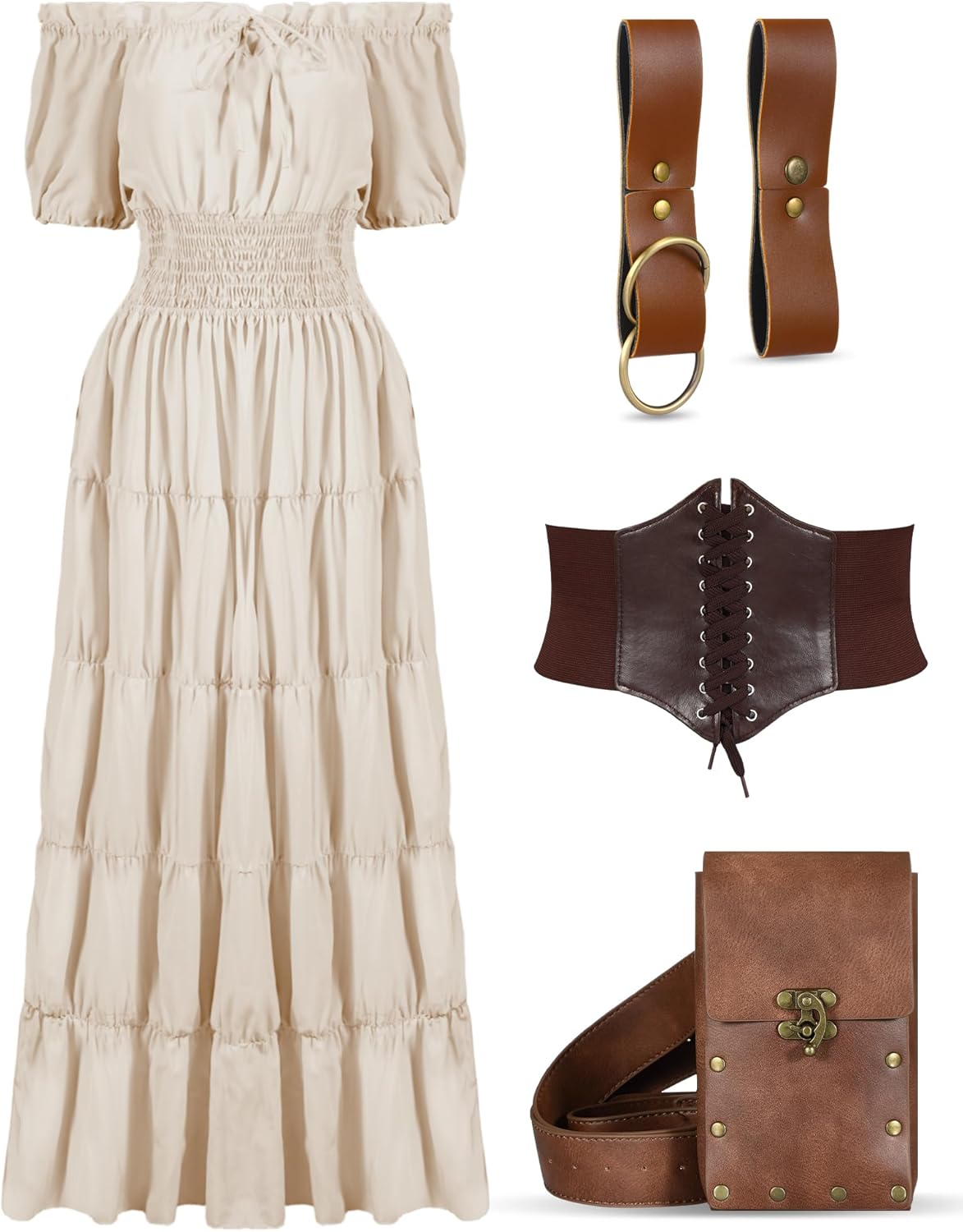 Amazon.com: Vabean 6 Pcs Women Renaissance Costume Set Renaissance ...