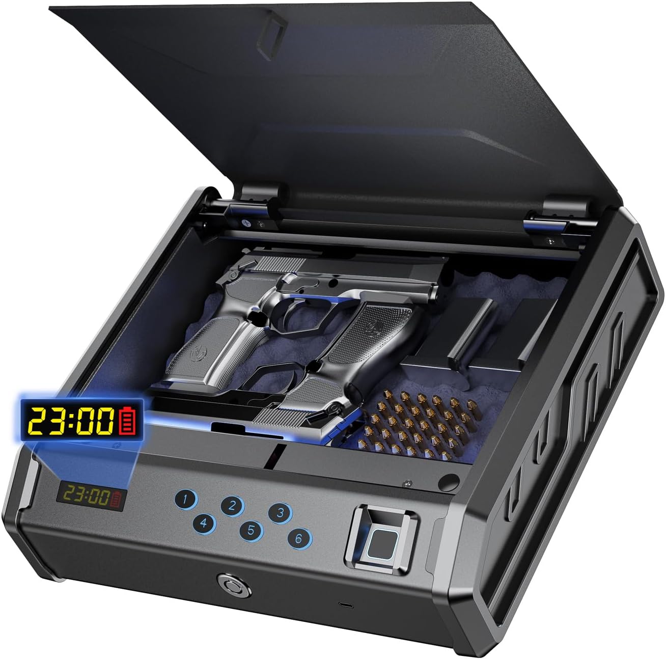 Amazon.com: Biometric Gun Safe for Handgun,Pistol safe with FingerPrint,Gun Lock Box for truck ...