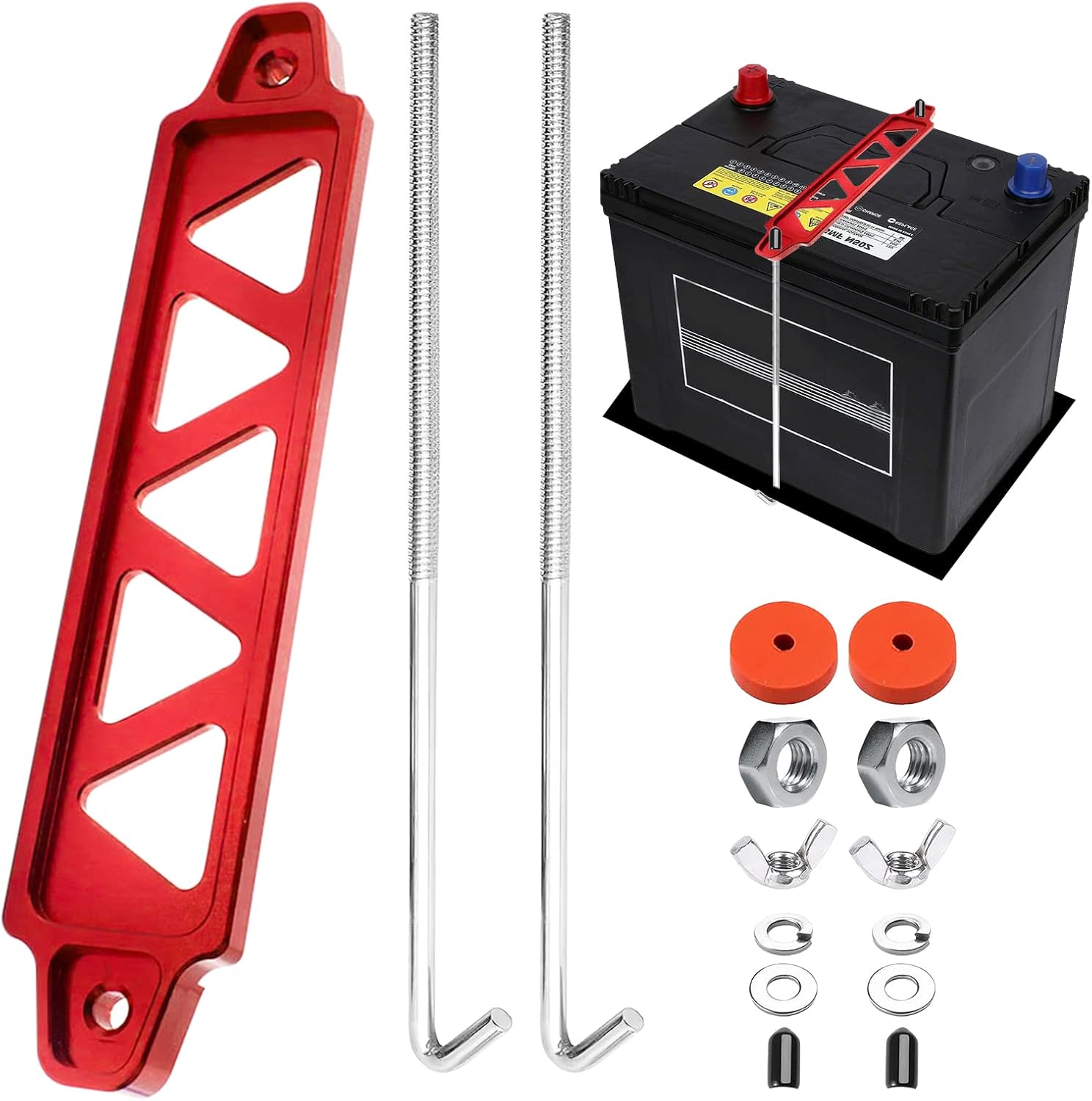 Amazon.com: Aluminum Car Battery Tie Down Bracket: YIDM Battery Hold ...