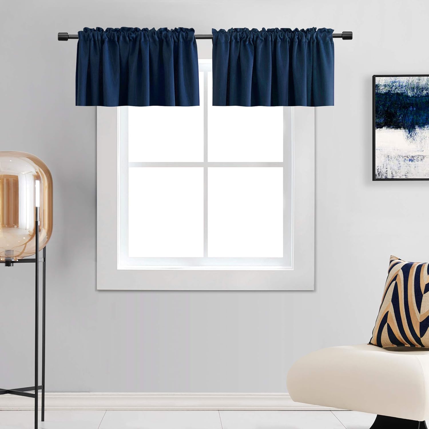 Amazon.com: DONREN Navy Blue Blackout Valances for Boys Room - Blackout ...