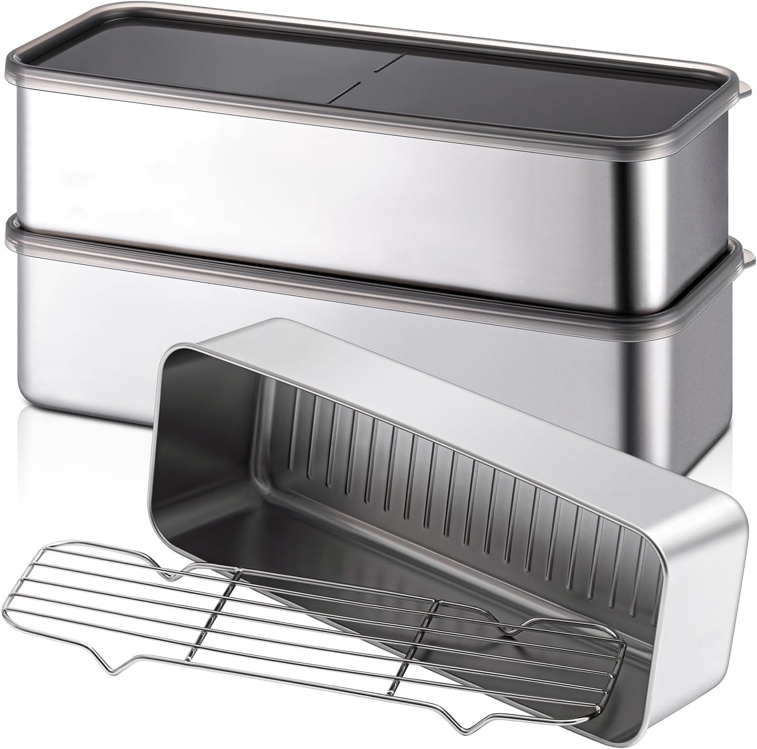 Amazon.com: spaclatio Bacon Container for Refrigerator, 1 Pack 304 ...