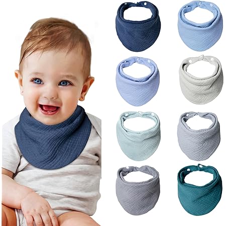 Amazon.com: Maiwa Black White Cotton Bandana Snap Drool Bibs for Baby ...