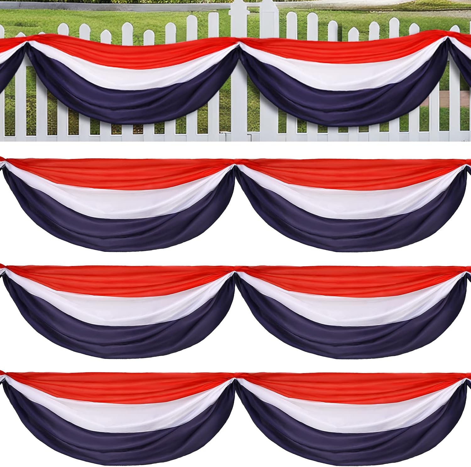 Amazon.com : 3 Pieces Large Patriotic US Flag Bunting Decorations Total ...
