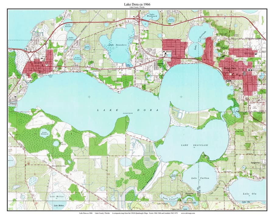 Amazon.com: Lake Dora 1966 - Old Topographic Map USGS Custom Composite ...
