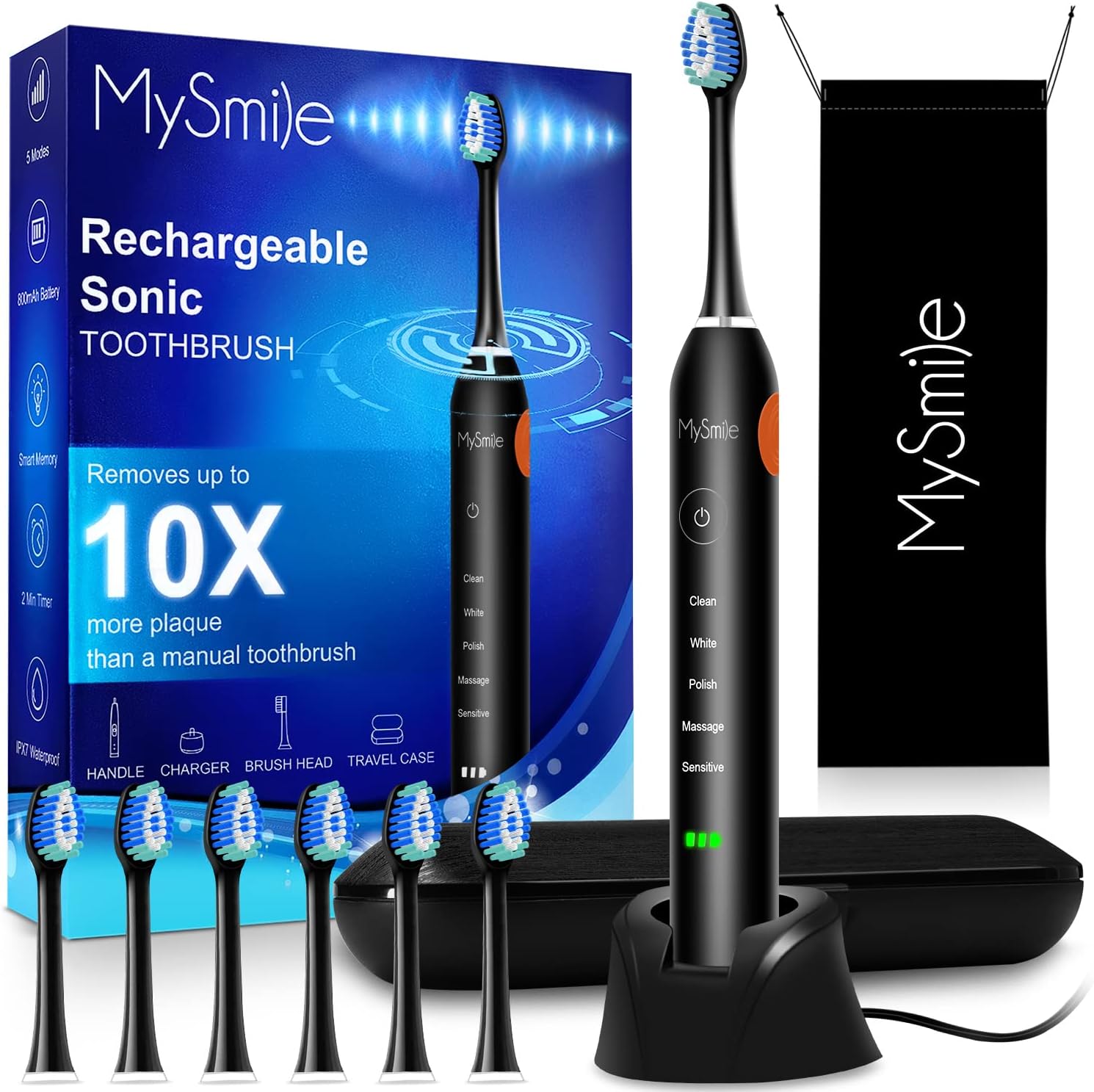 Amazon.com: MySmile Electric Toothbrush for Adults, Rechargeable Sonic ...