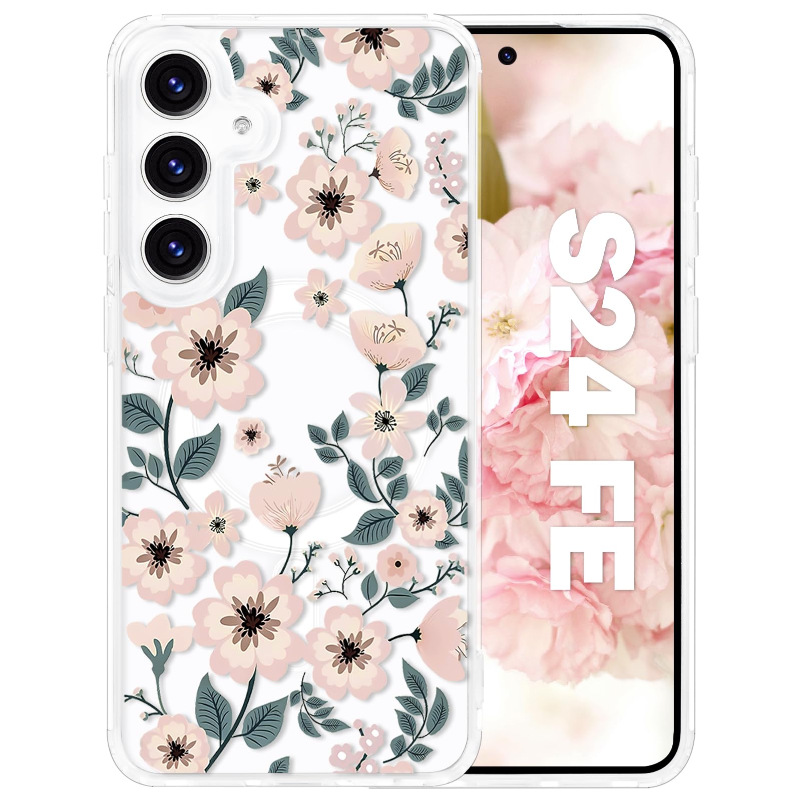 Amazon.com: Tcaraersing for Samsung Galaxy S24 FE Flower Case Magnetic [Compatible with MagSafe ...