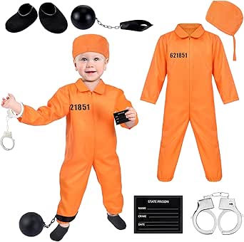 Amazon.com: Sintege 6 Pcs Halloween Baby Prisoner Convict Jumpsuit ...