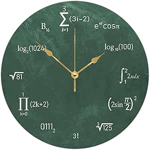 Amazon.com: 10" Silent Non-Ticking Wall Clocks Math Equations And Notations Wooden Wall Decor ...
