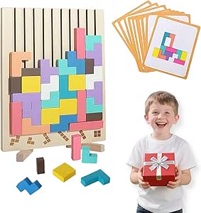 Amazon.com: Wooden Block Stacking Puzzle Toy, Sliding Tiles Game ...