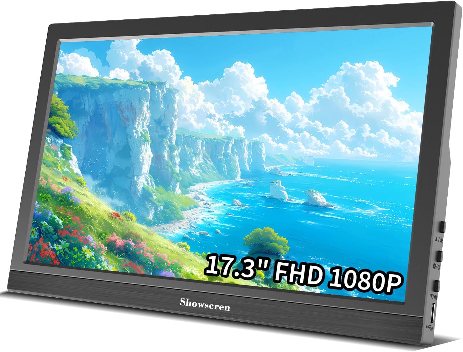 Portable Monitor 17.3inch 1920x1080P 60HZ 230/cd Brightness 99% sRGB ...