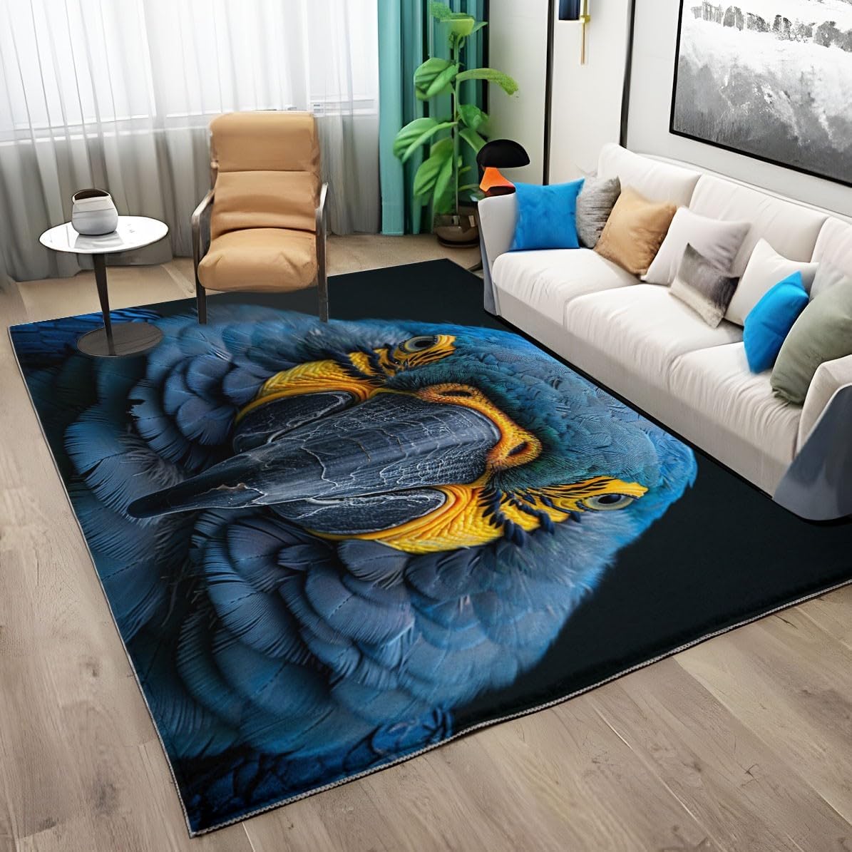Amazon.com: Washable Area Rug 4ft x 6ft, Parrot Theme Rug for Living ...