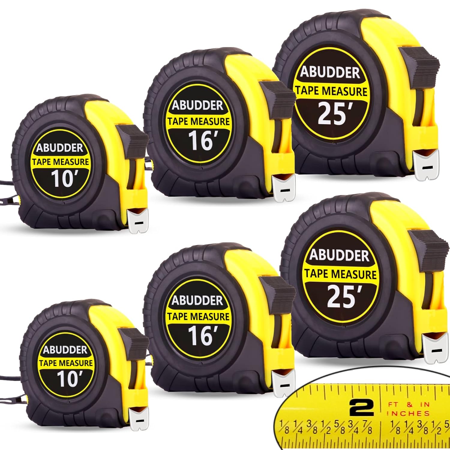 Tape Measure,6 Pack Bulk Measuring Tape Retractable with Fractions 1/8 ...