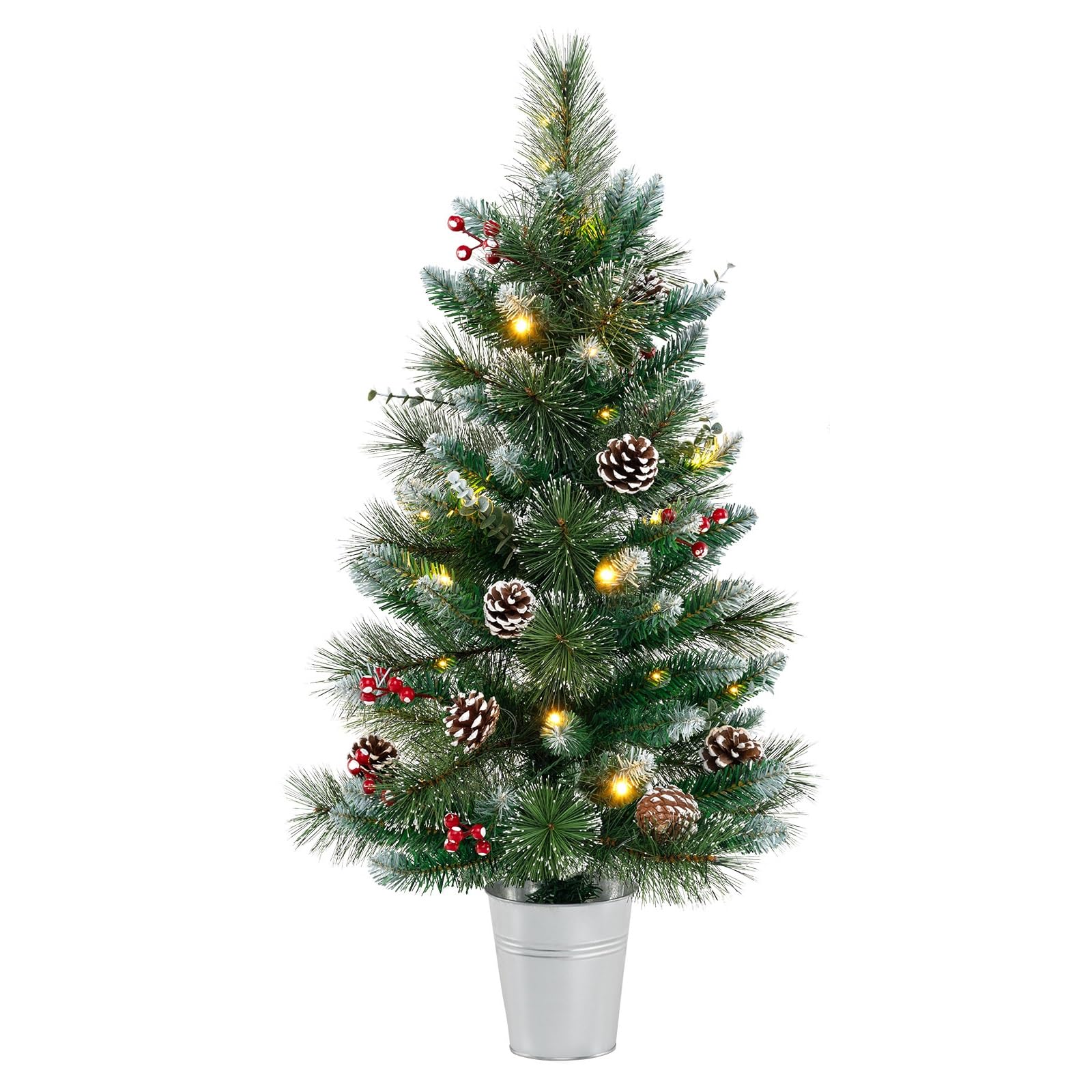 Amazon.com: GOFLAME 3FT Prelit Artificial Entrance Christmas Tree ...
