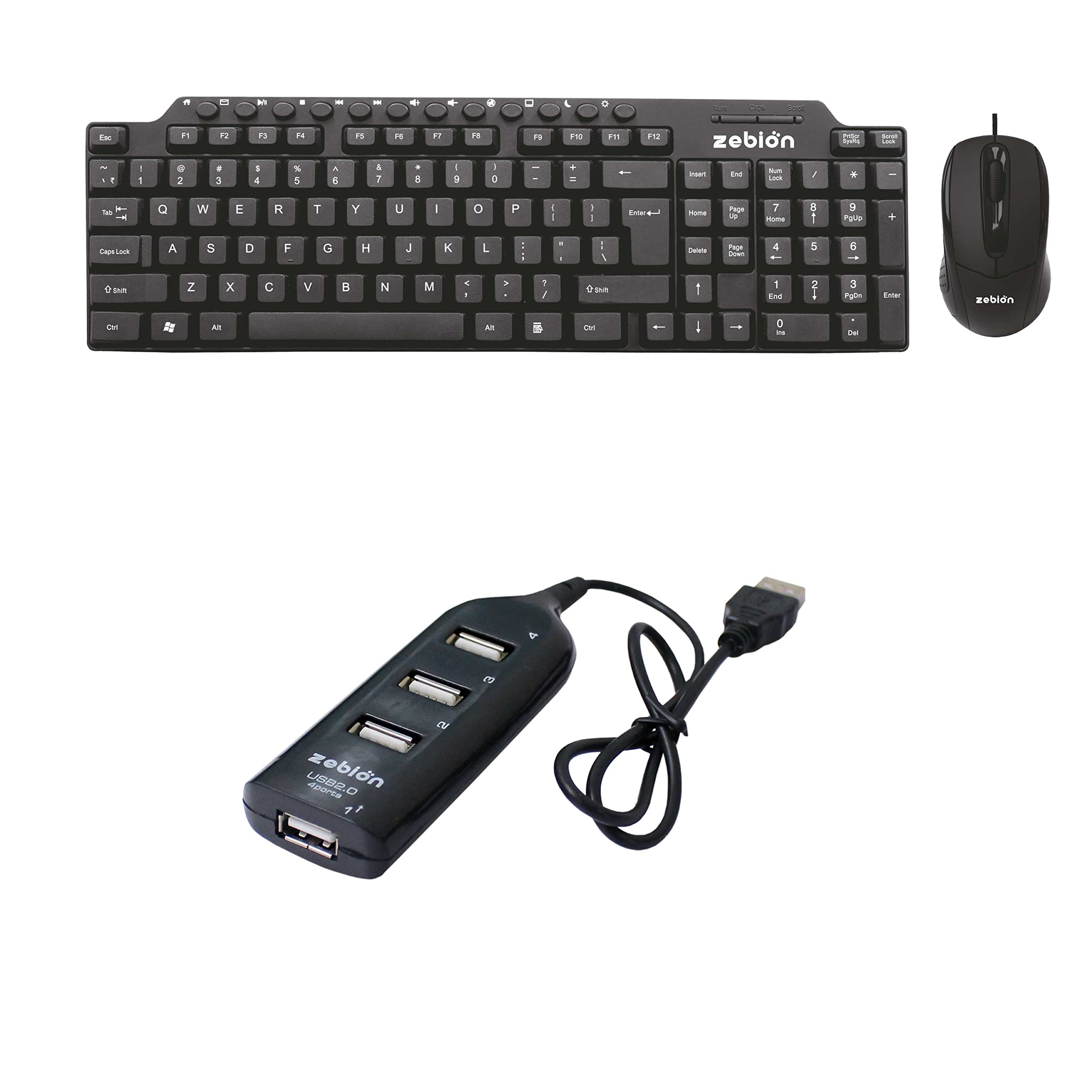 Buy ZEBION Vikings Wired Keyboard Mouse Combo with Nano Receiver, Slim ...