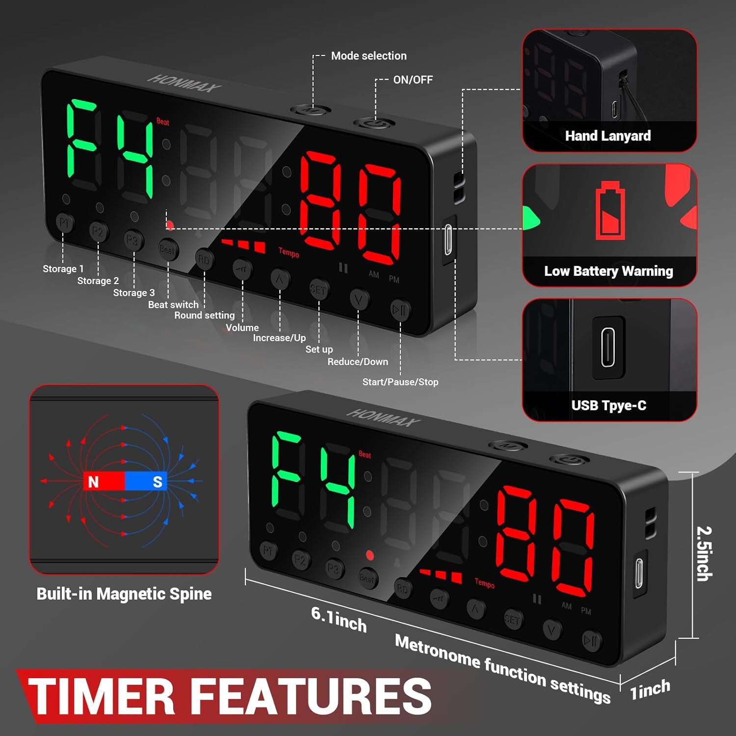 Portable Gym Timer, Fitness Timer Clock, Home Garage Gym Workout Timer ...