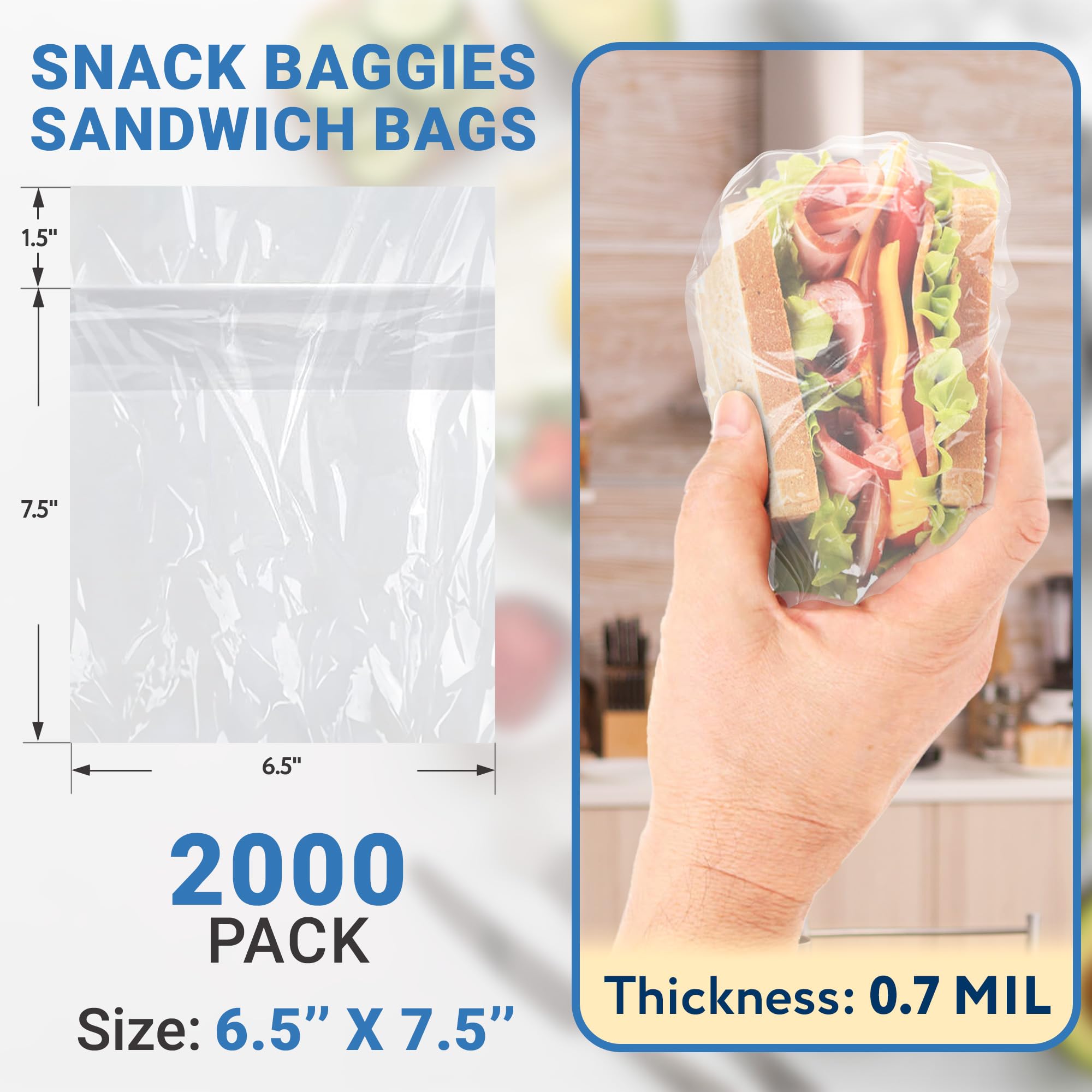 Snapklik.com : Clear Fold Top Sandwich Bags, 6.5 X 7.5 Inch. Pack Of ...