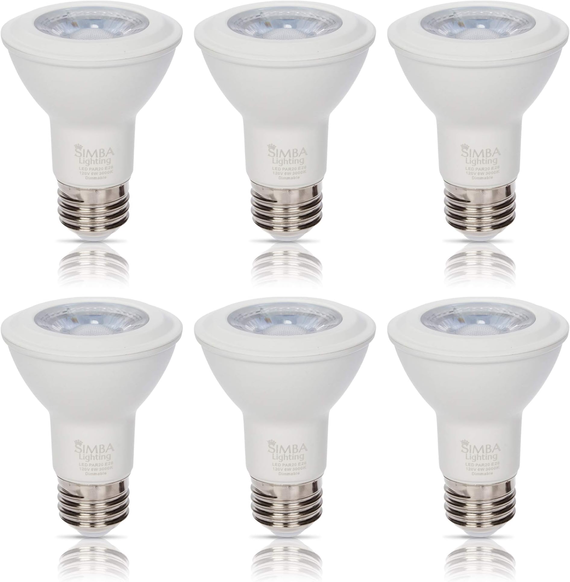 Simba Lighting LED PAR20 Light Bulb 6W 38deg Spotlight Dimmable (6-Pack ...
