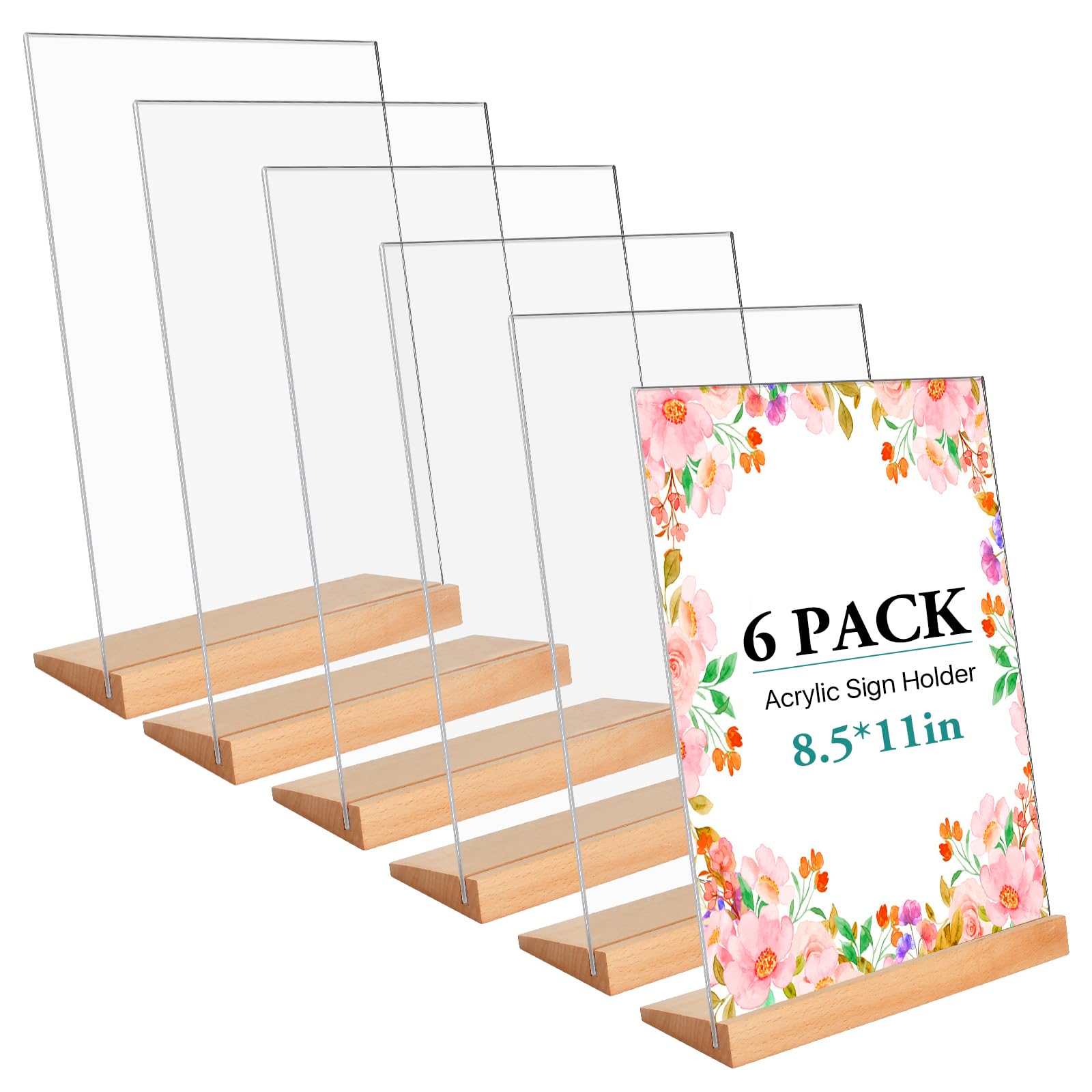 Amazon.com: Aemygo 6 Pack 8.5x11 Acrylic Sign Holder L Shape, Clear ...