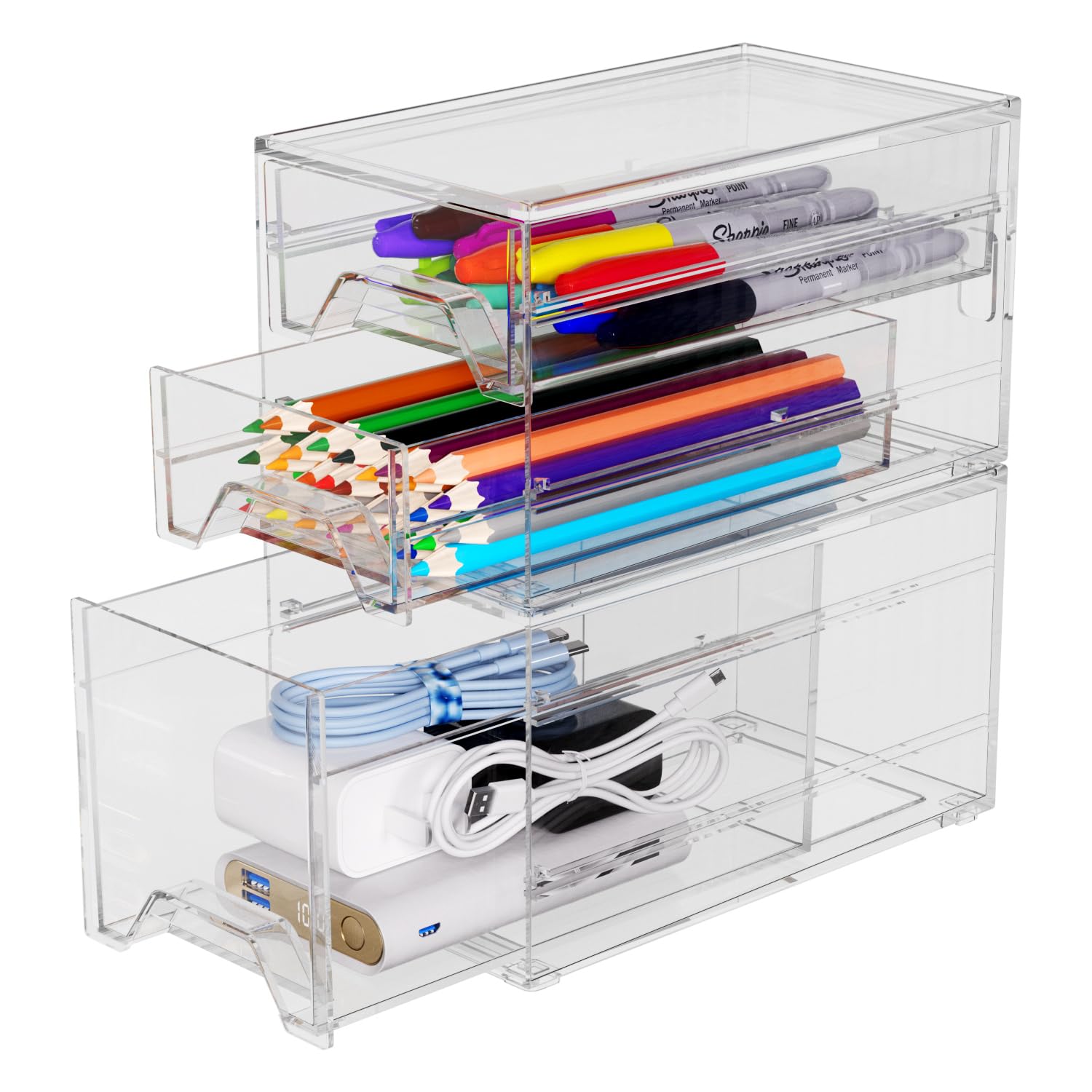 Amazon.com: Organizer Storage Plastic Drawer For Desk: 2 Pcs 4X8 1 ...