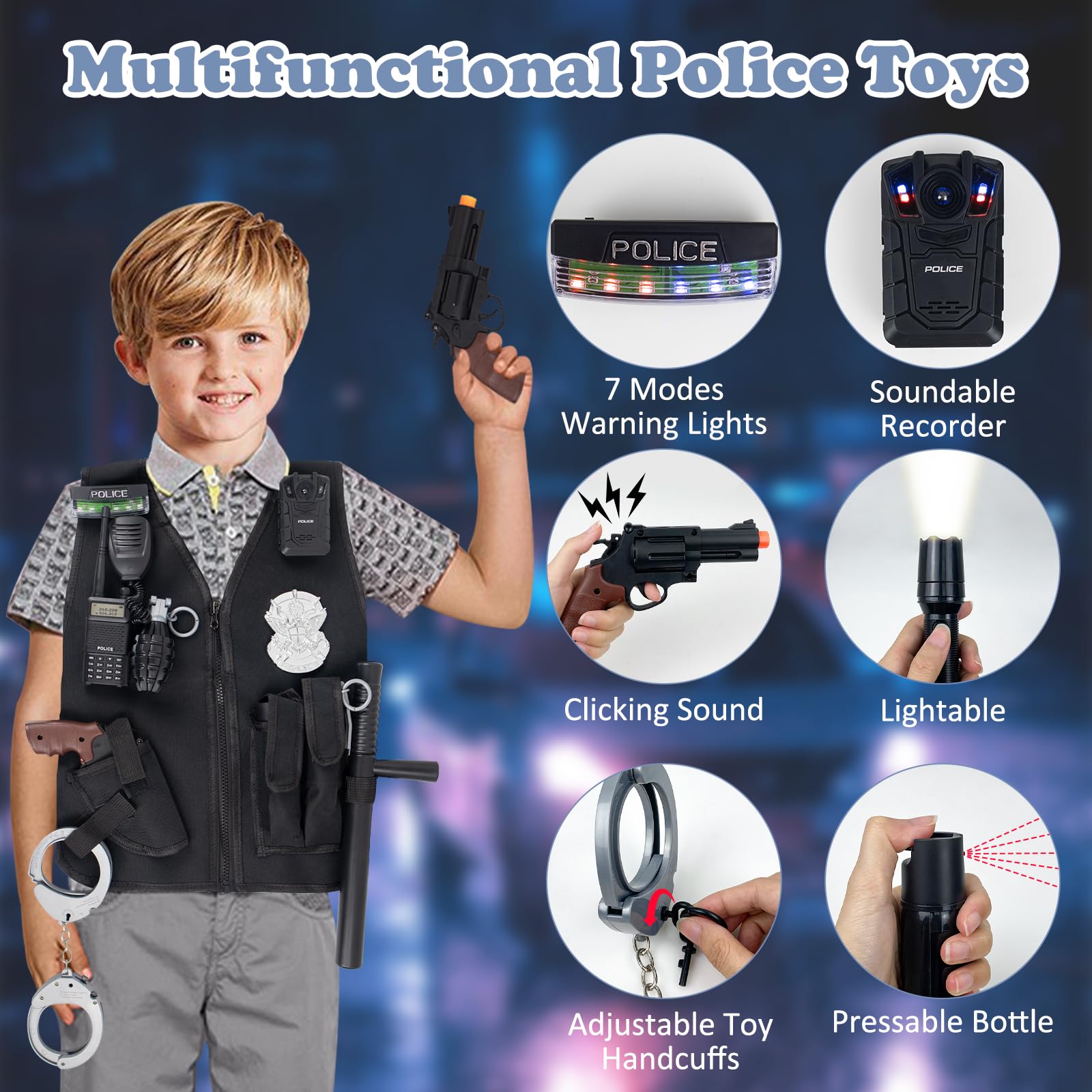 Snapklik.com : KalaDuck Police Costume For Kids, Pretend Play Police ...