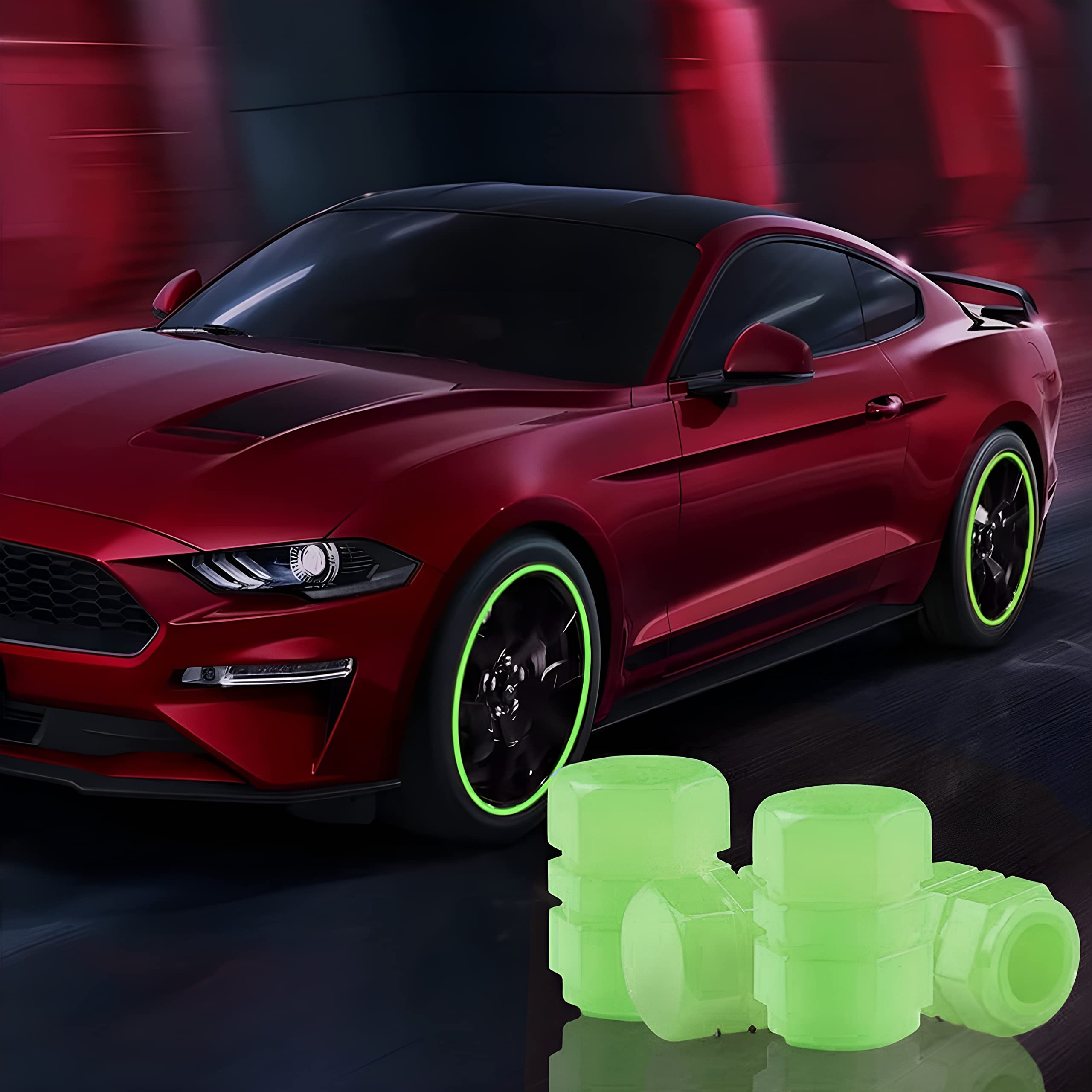 AllExtreme Fluorescent Tyre Valve Caps Illuminated Tire Cap Night Glow ...