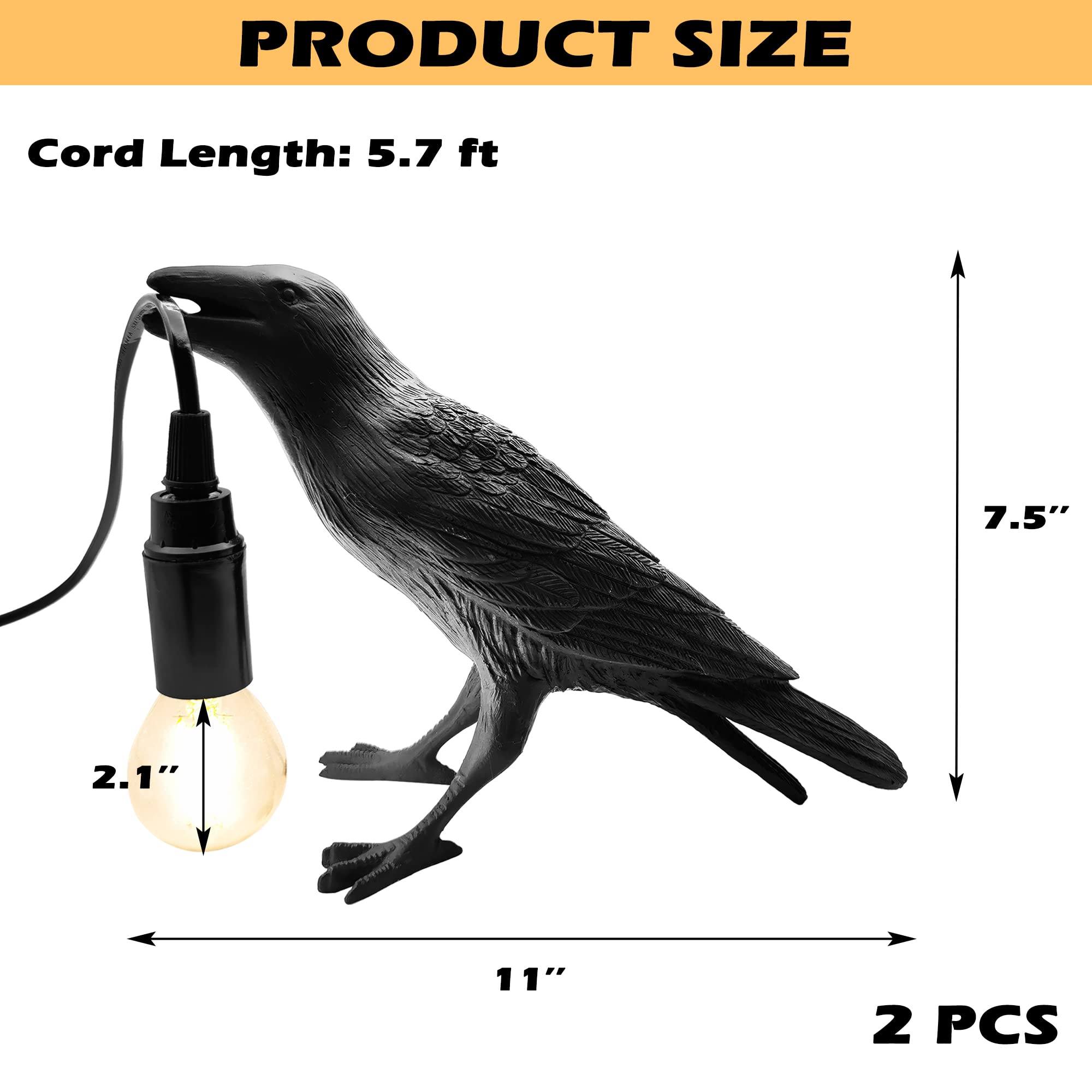 Snapklik.com : Royxen 2 Pack Raven Table Lamps/Wall Sconce Adjustable ...