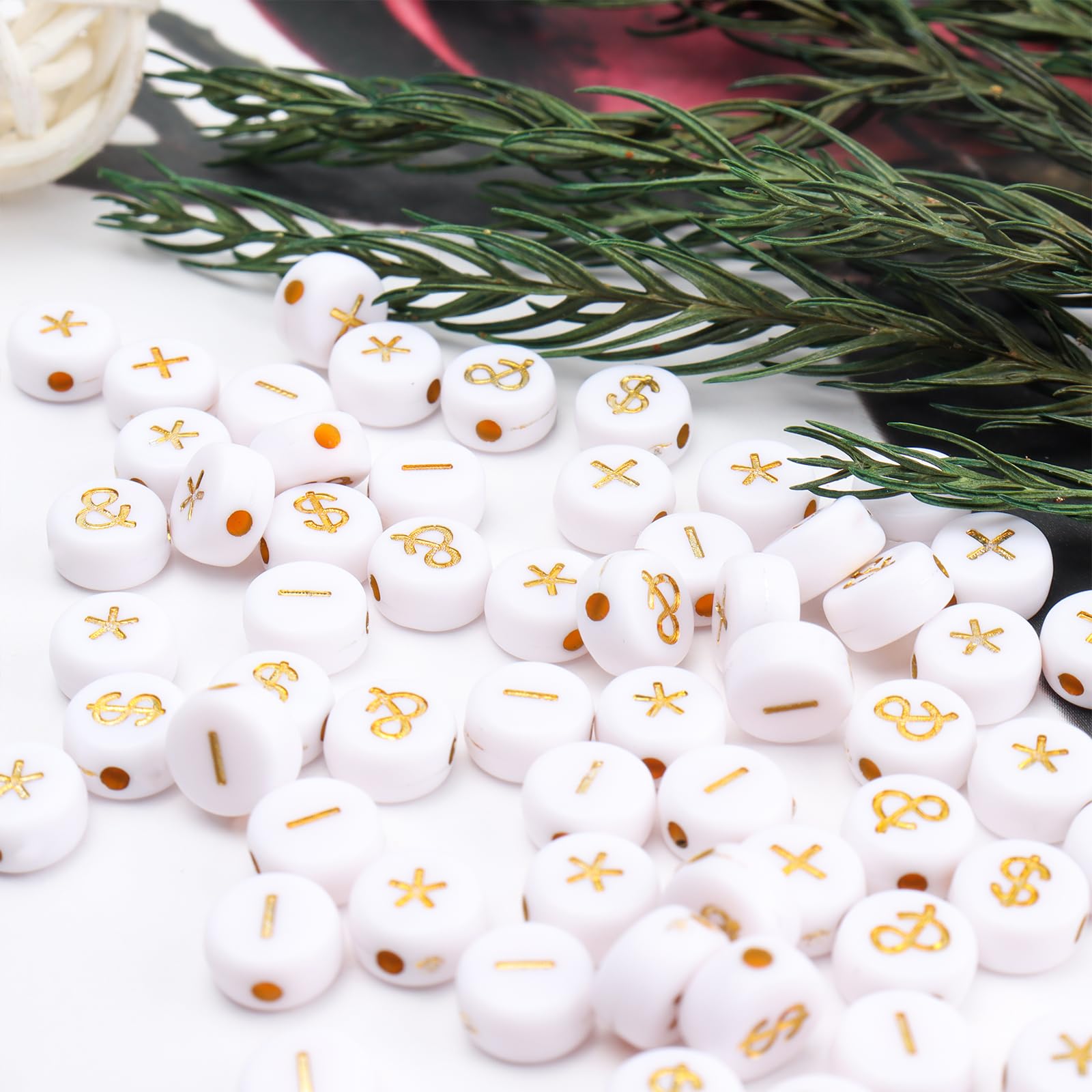 Snapklik.com : Siomia 100Pcs Letter Beads - 4x7mm White Round Acrylic ...