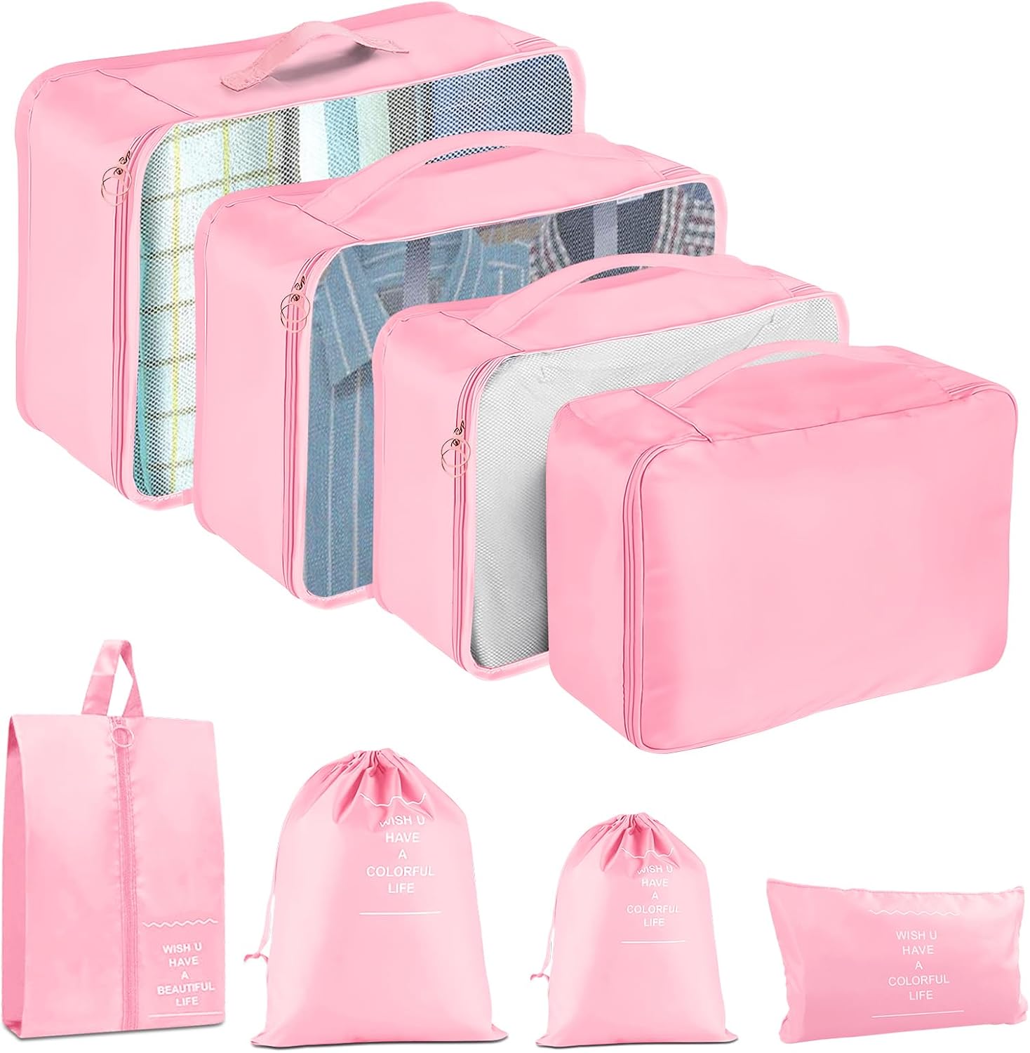 Amazon.com: YEEYAA 8 Set Packing Cubes for Suitcase, Packing Cubes for ...