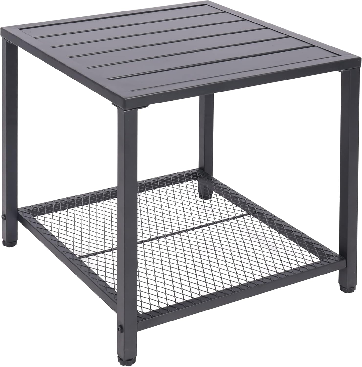 Amazon.com : ALBOMI 20 Inch Patio Coffee Table, 2-Layer Metal Square ...