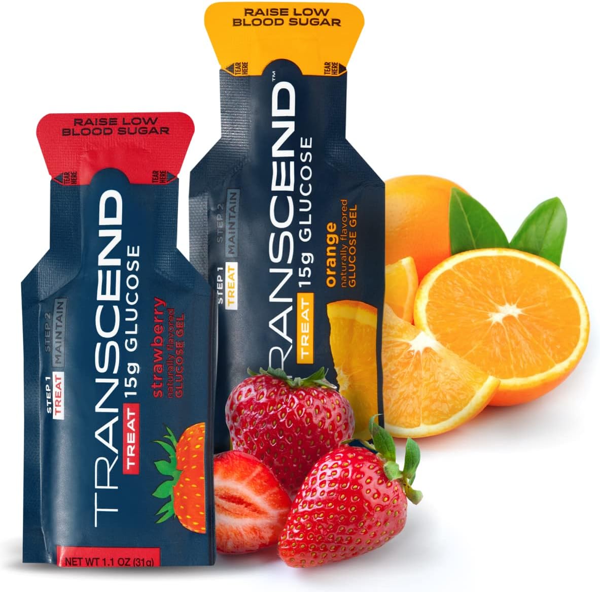 Amazon.com: Transcend Glucose Gel Packs - Strawberry & Orange Flavors ...