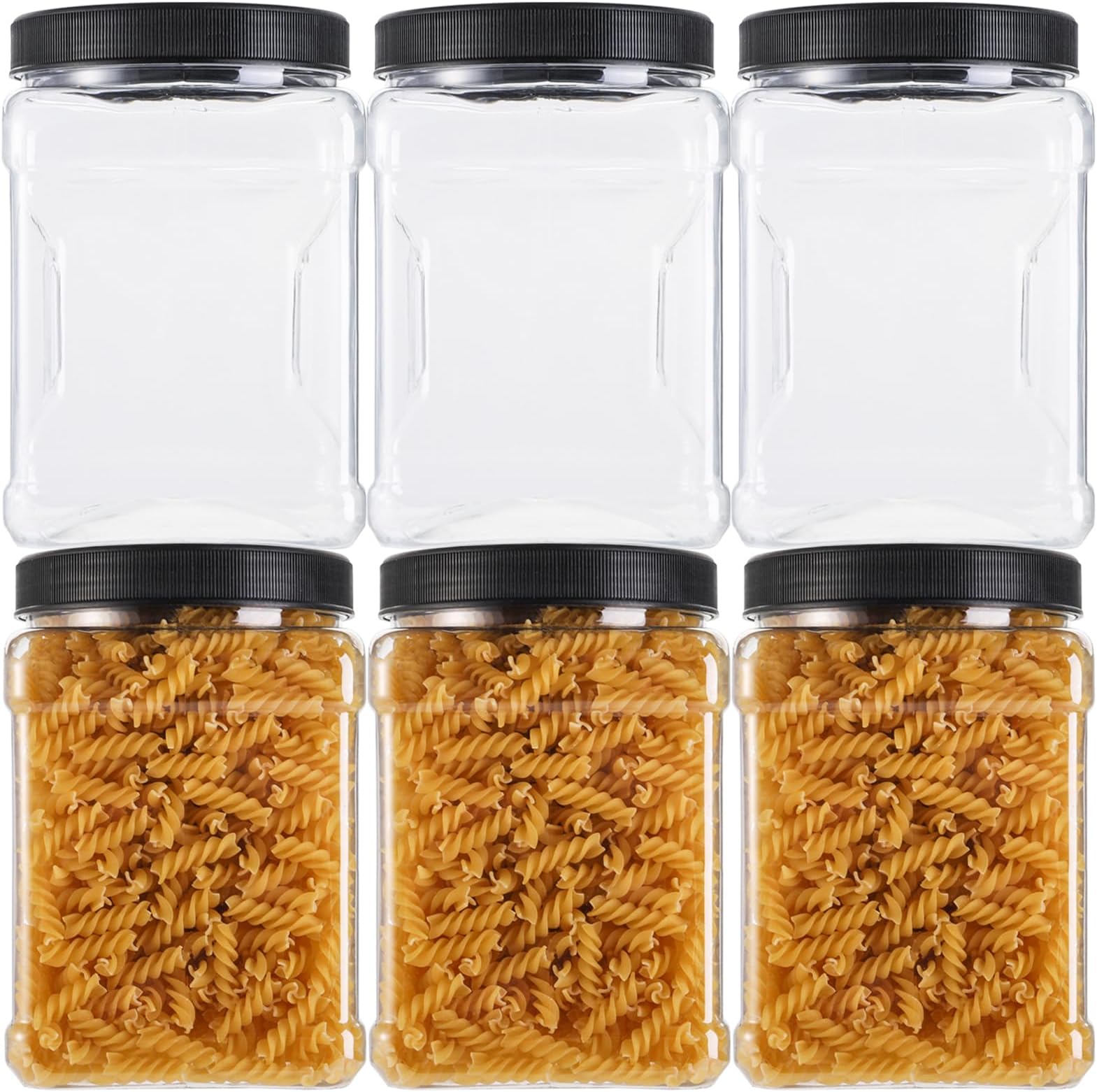 Amazon.com: DilaBee Clear Plastic Storage Jars with Lids - 6 Pack ...