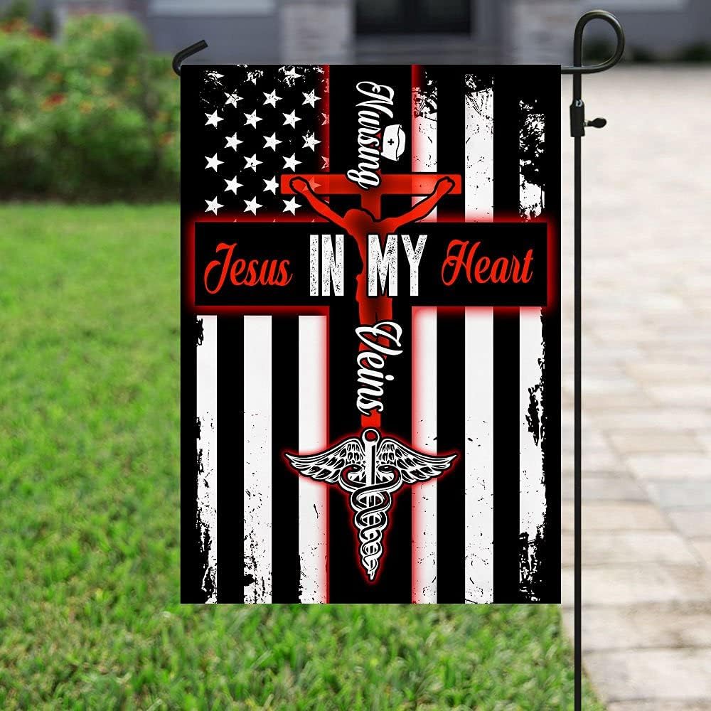 Amazon.com : Nursing In My Veins Jesus In My Heart Flag Nurse Flags ...