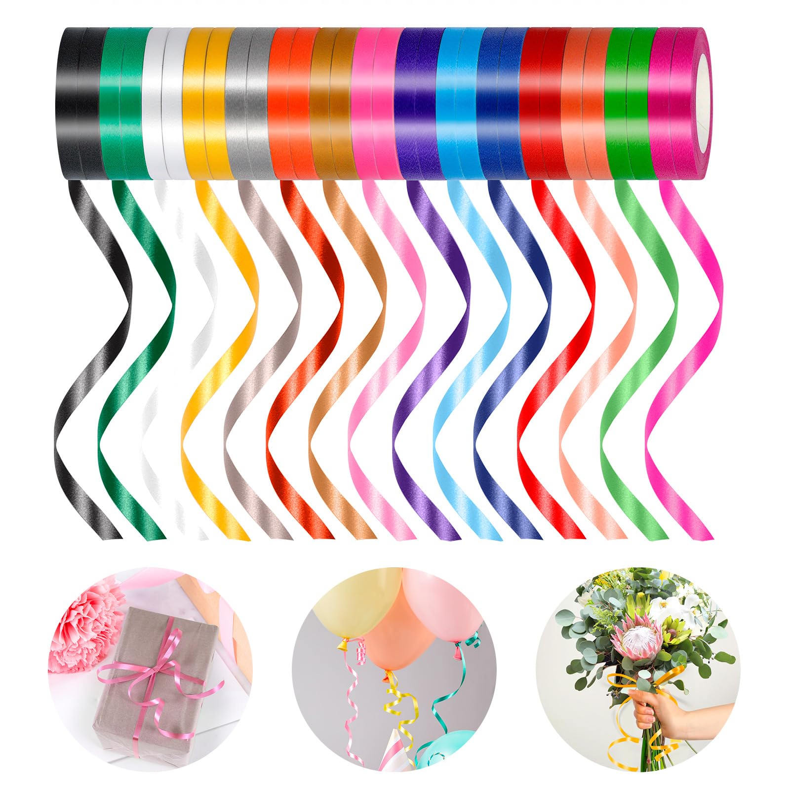 Amazon.com: 30 Rolls Curling Ribbons,15 Colors Balloon Ribbon Gift ...