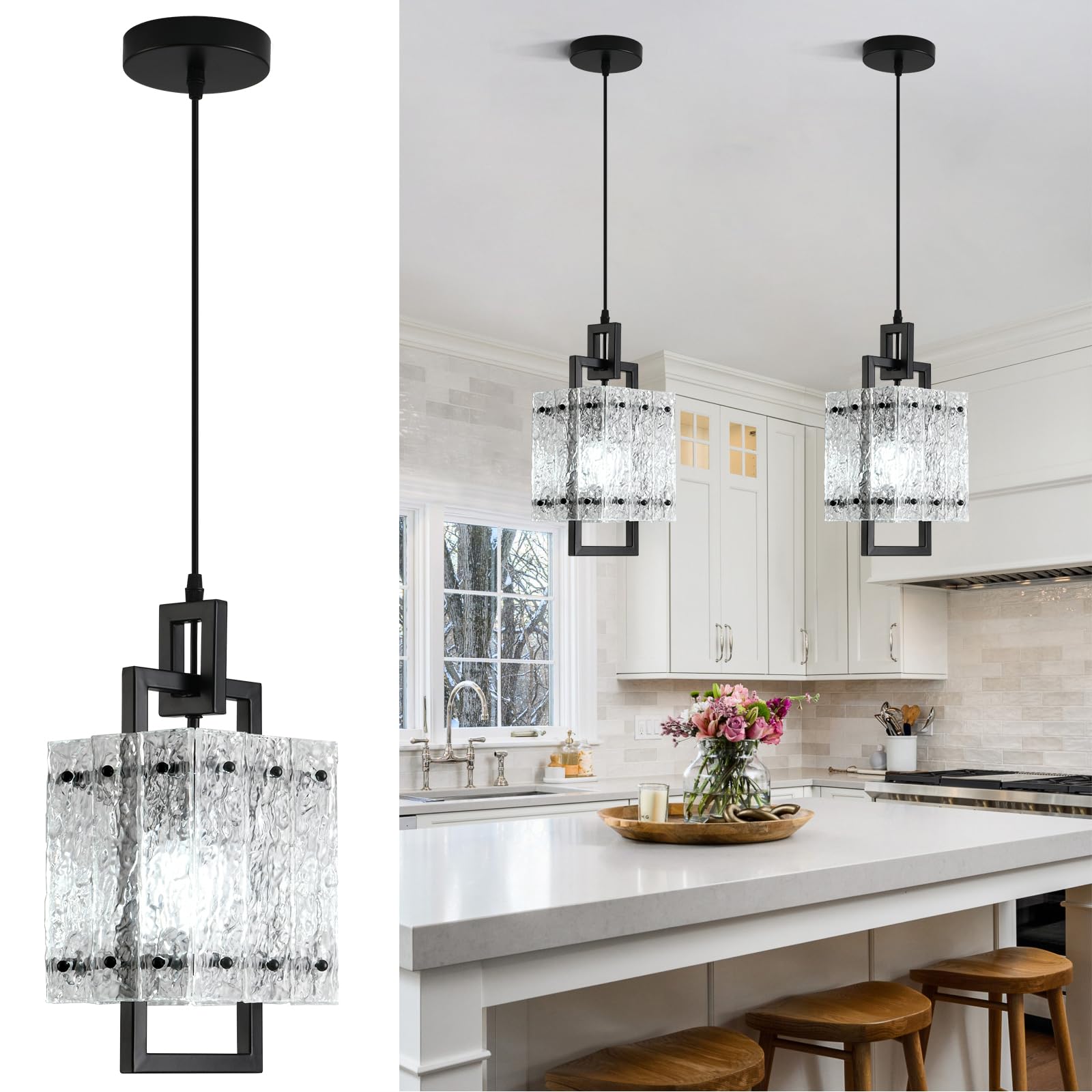 YUXINLUX Black Pendant Light Fixtures Modern Pendant Lights Kitchen ...