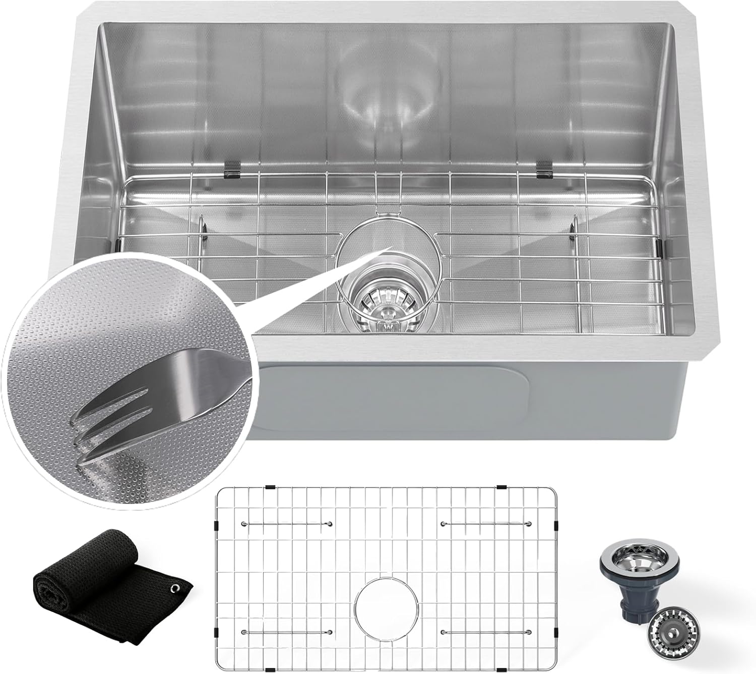 Beleeb Undermount Embossed Kitchen Sink, 30x19”, Scratch-Resistant 3D ...