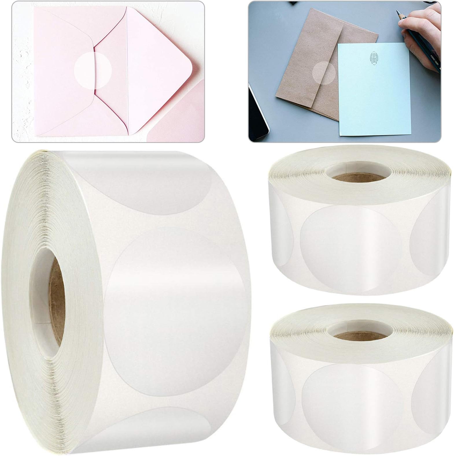 25mm Round x Pack of 102 Gloss Clear Transparent Seals - Self-Adhesive ...