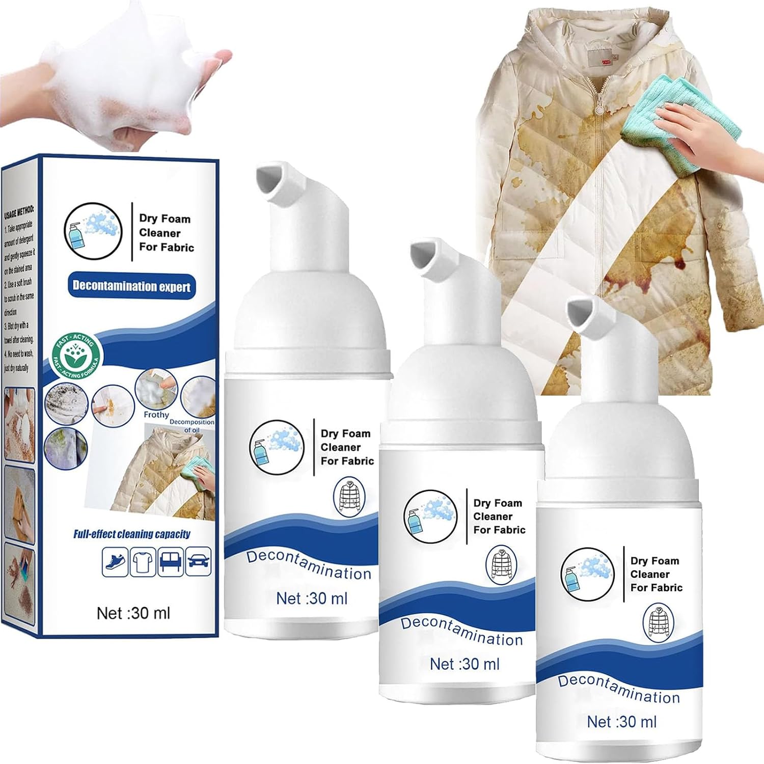 Amazon.com: Foam Dry Cleaning Agent for Fabrics Down Coats, 2024 New ...